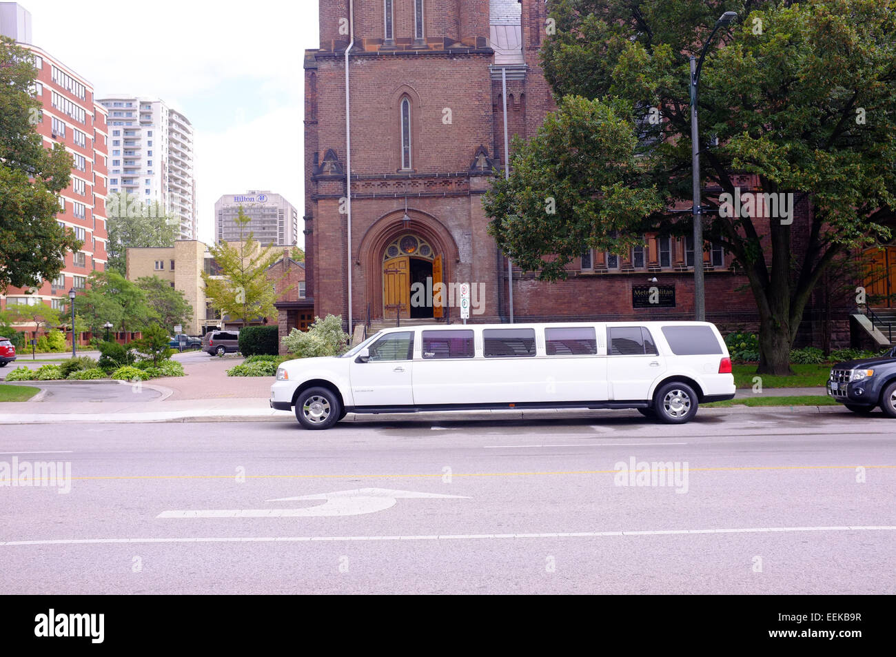 A stretched limousine in front of a church in London, Ontario in Canada ...