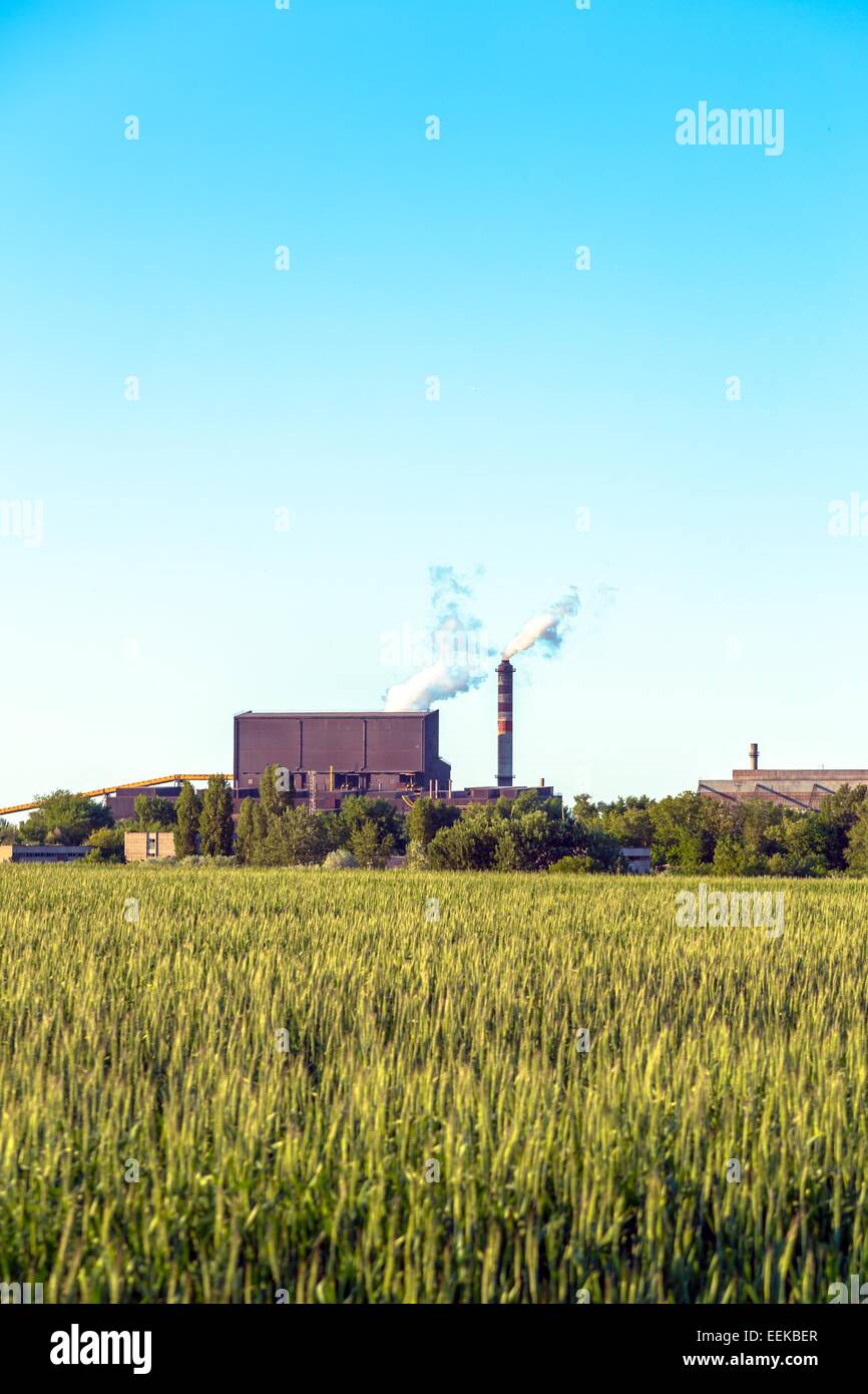 Rural landscape with factory Stock Photo - Alamy