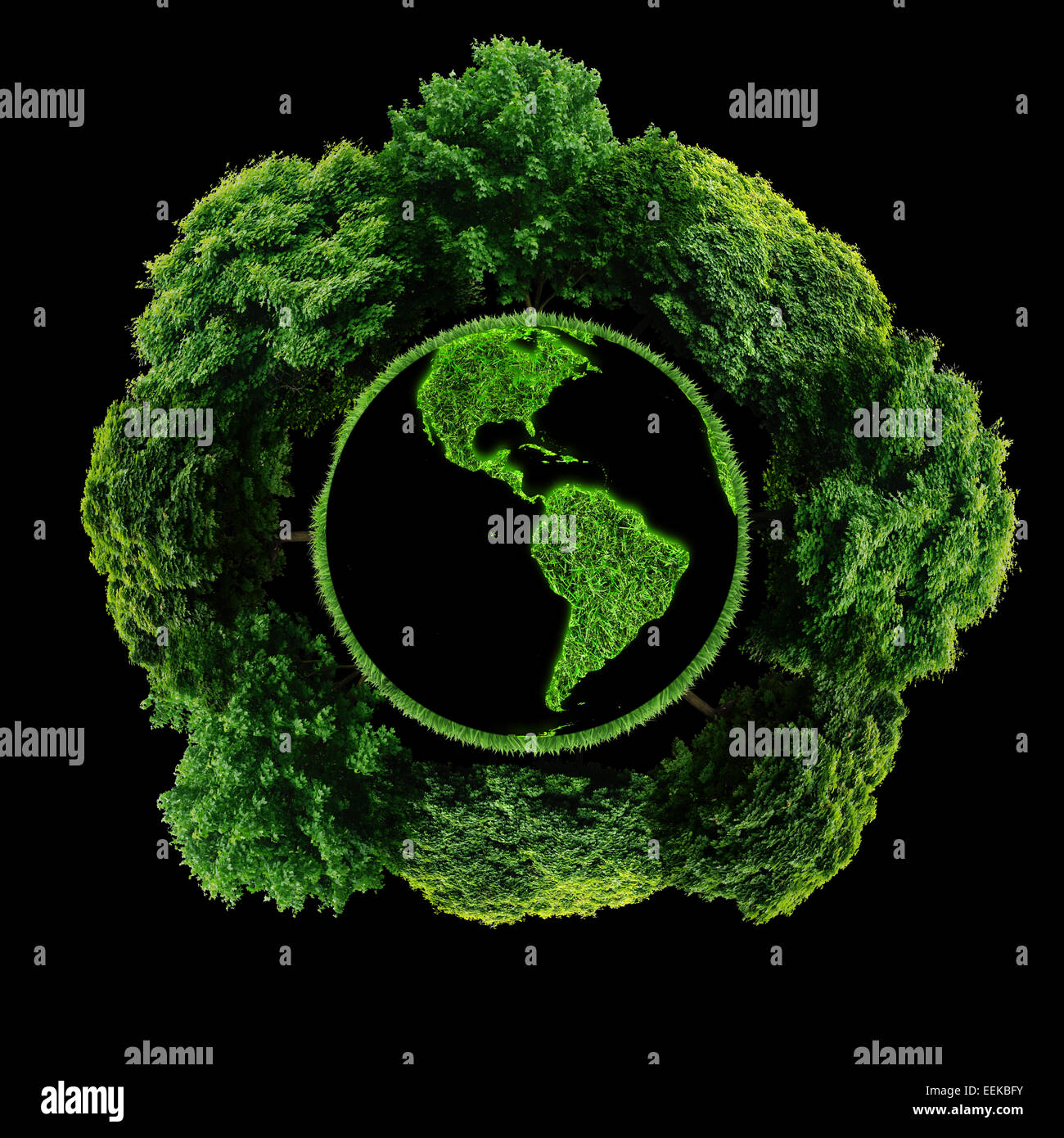 Ecology planet with with trees around. eco earth Stock Photo - Alamy