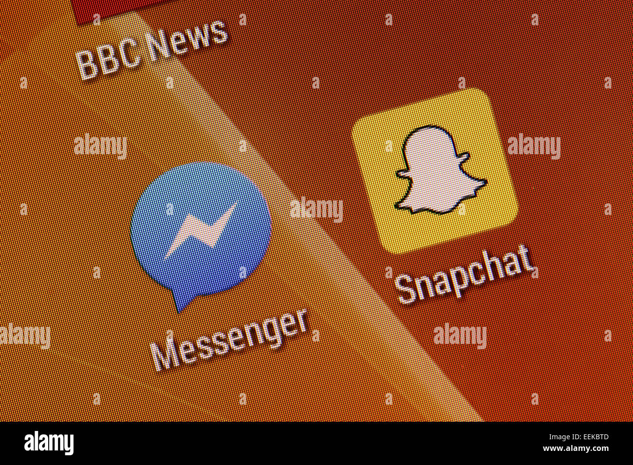 Mobile phone apps for Snapchat and Messenger on a smartphone Stock ...