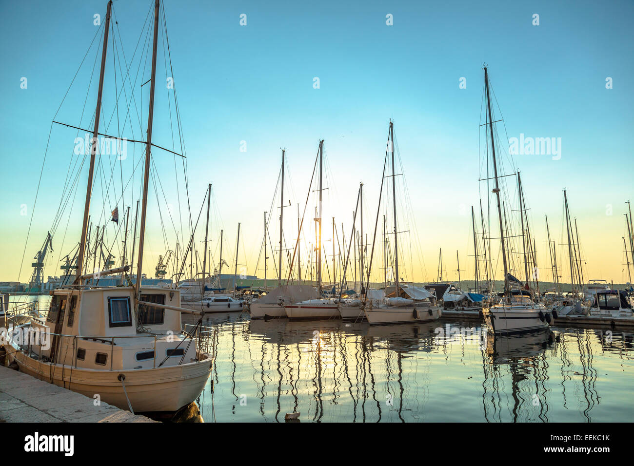 Port in the sunset Stock Photo - Alamy