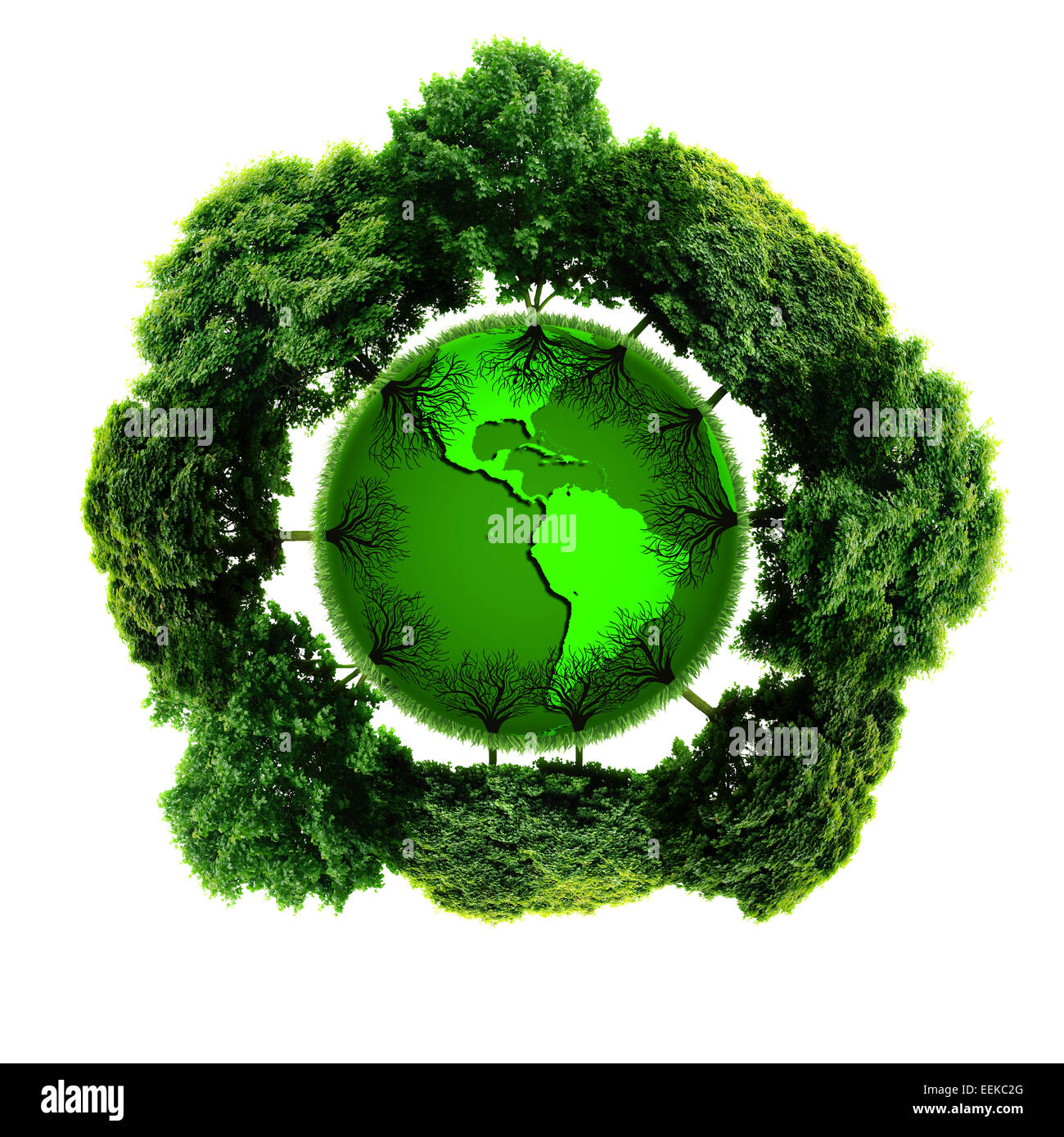 Ecology planet with with trees around. eco earth Stock Photo - Alamy