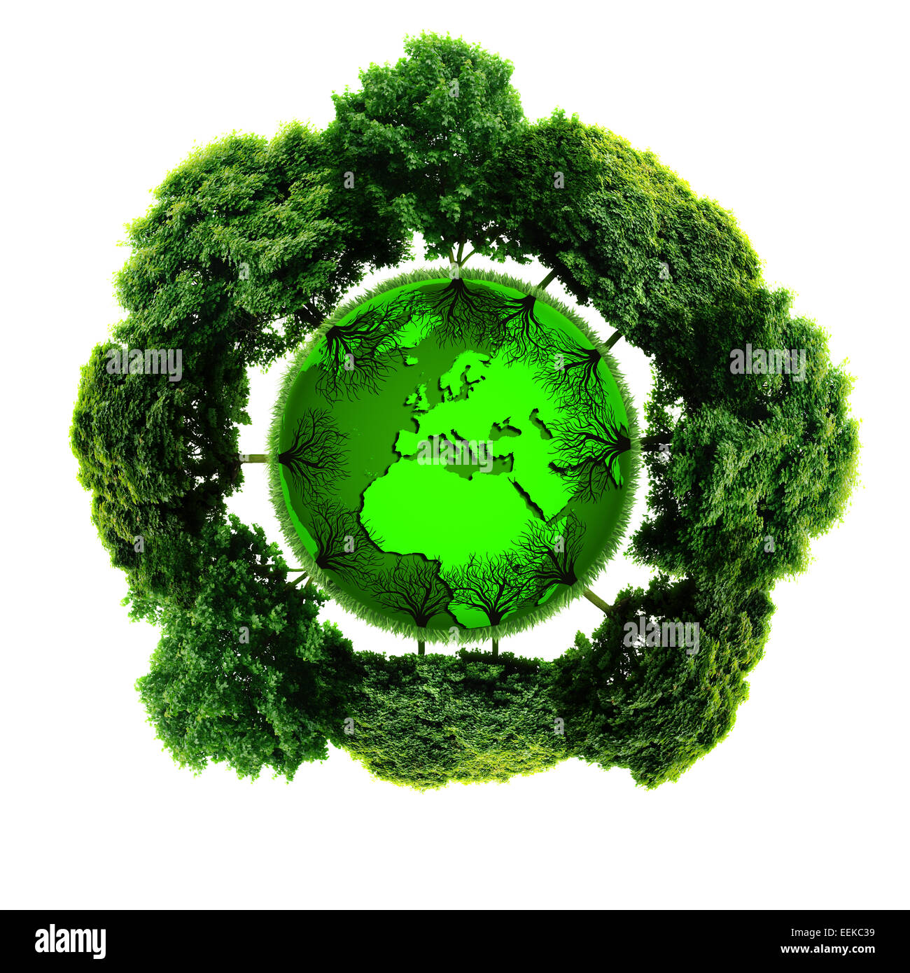 Ecology planet with with trees around. eco earth Stock Photo - Alamy