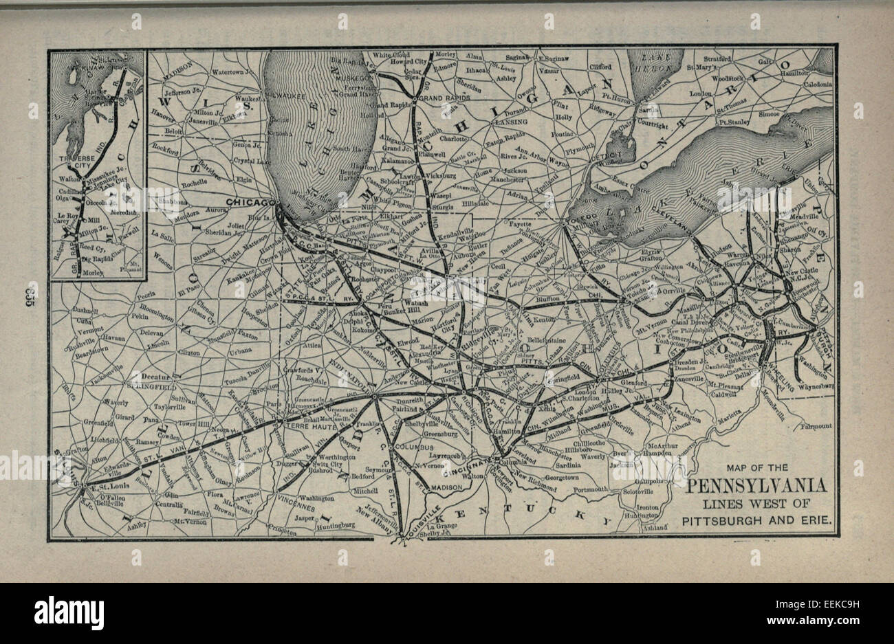 This 1891 map of the Pennsylvania Railroad lines westward illustrates ...