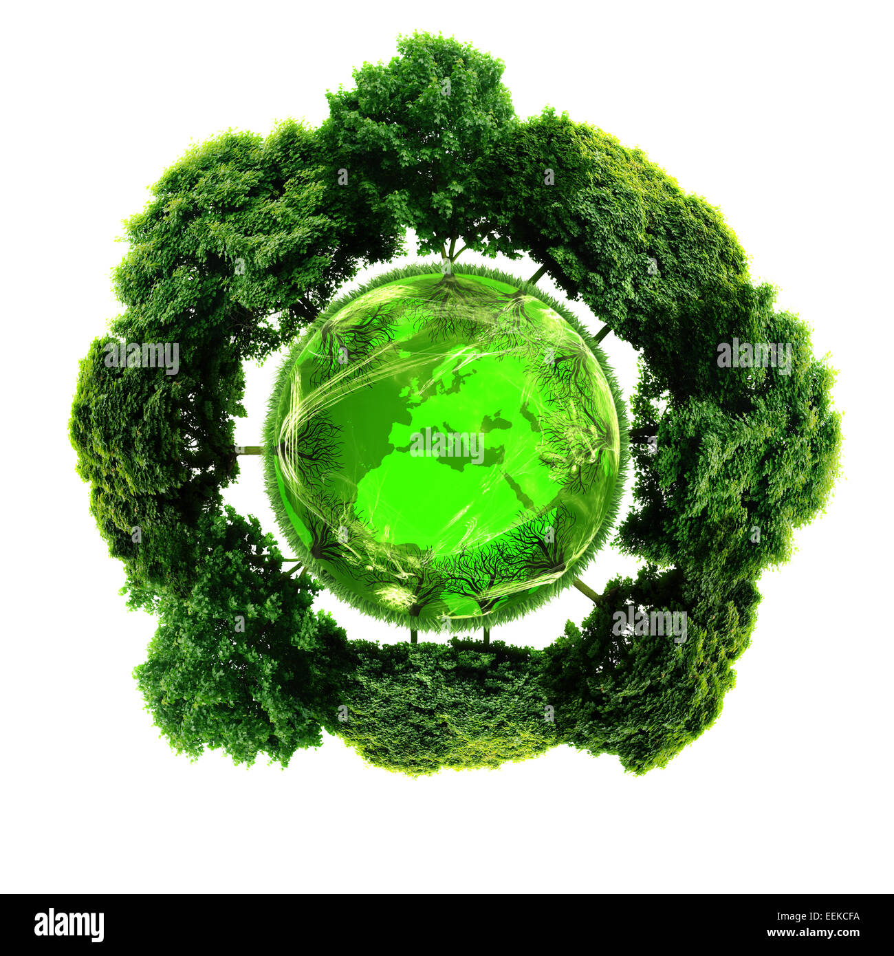 Ecology planet with with trees around. eco earth Stock Photo - Alamy