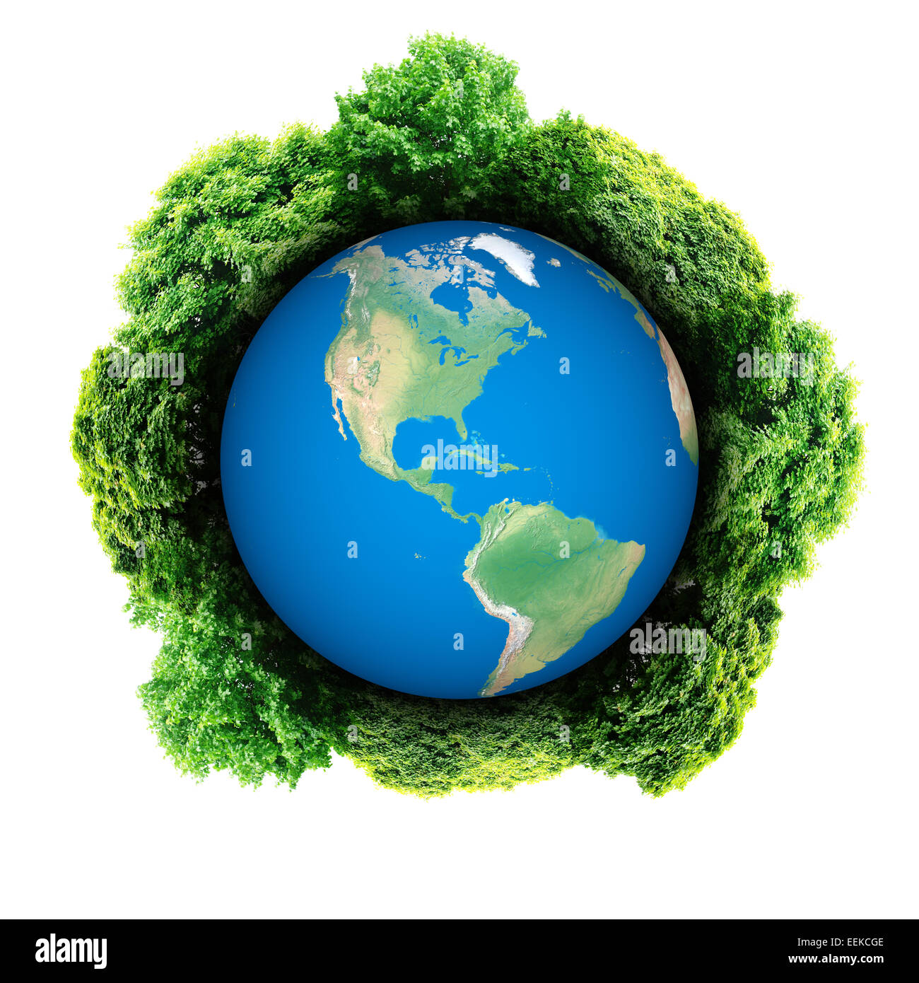 Ecology planet with with trees around. eco earth Stock Photo - Alamy