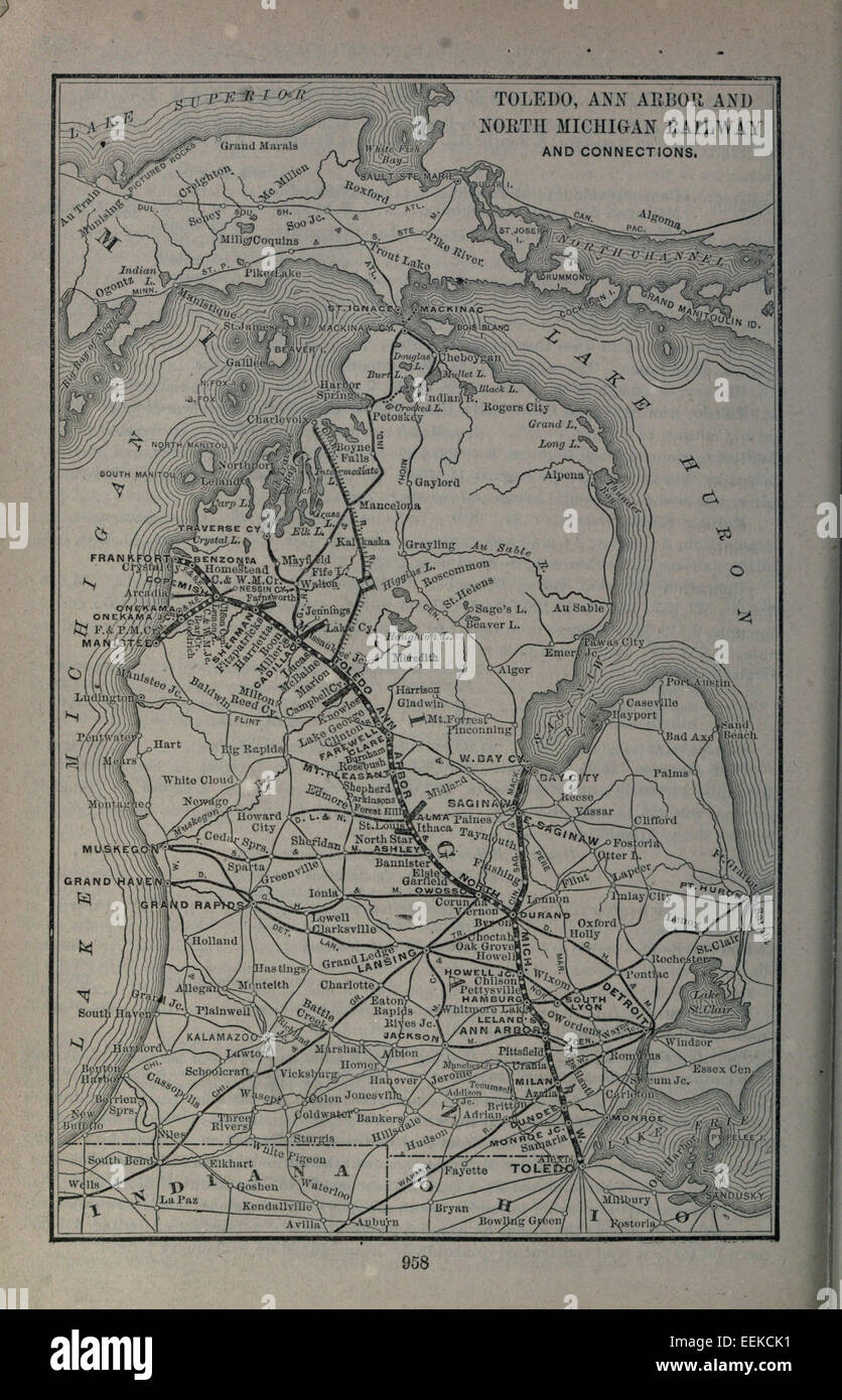 The 1891 Poor's Toledo, Ann Arbor and North Michigan Railway map ...
