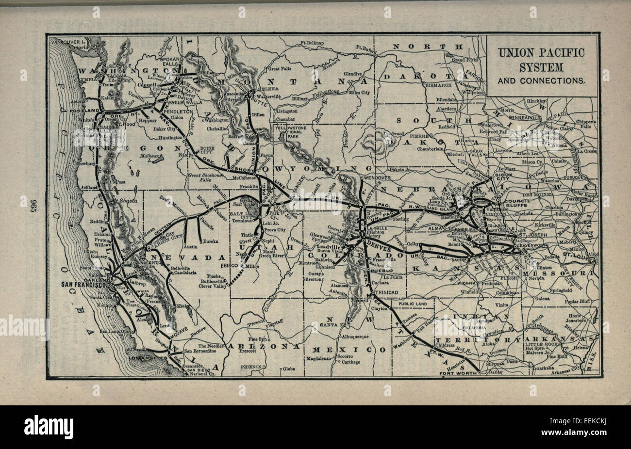 This 1891 map of the Union Pacific Railway lines depicts the extensive ...