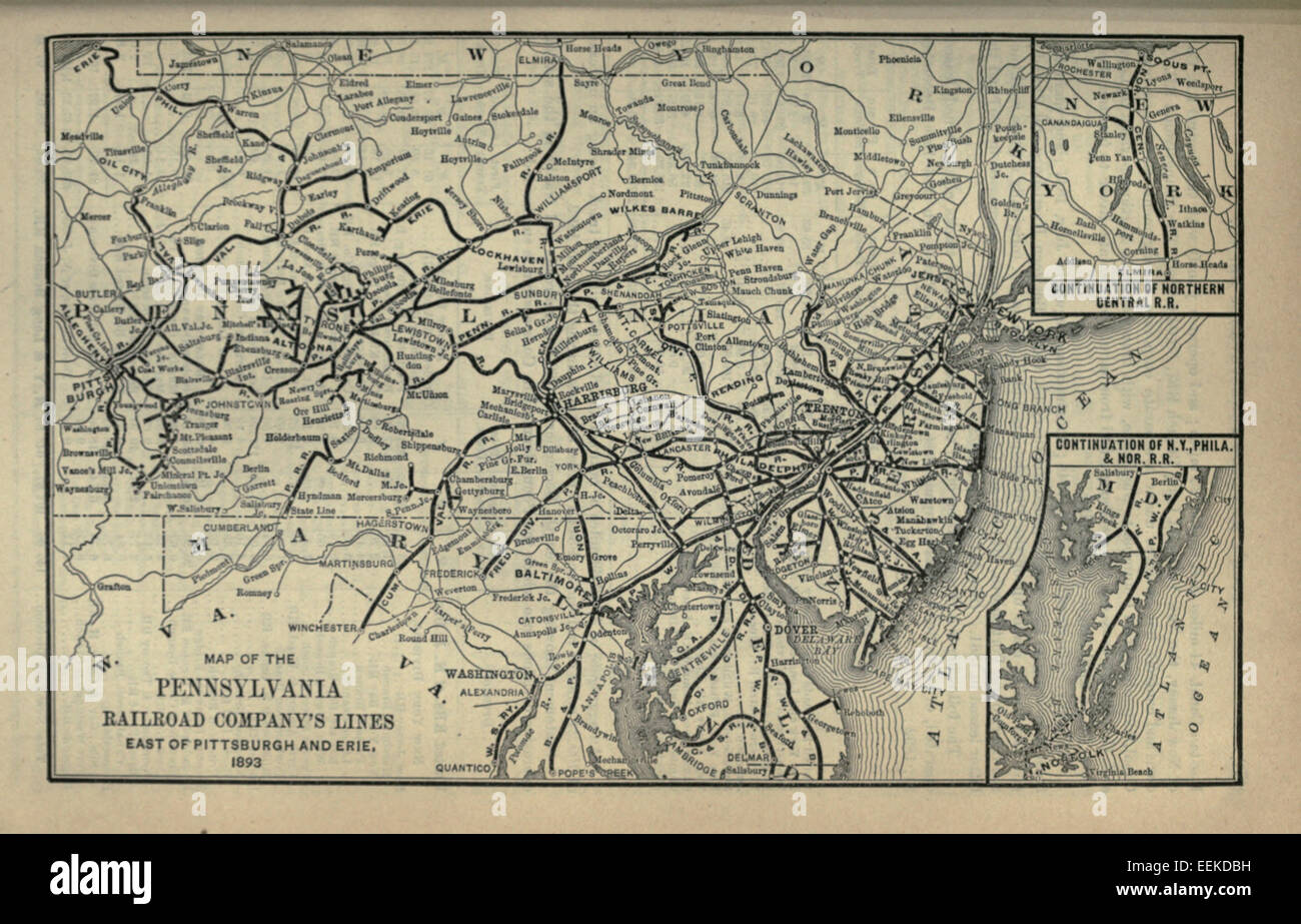 Pennsylvania railroad lines east map hi-res stock photography and ...