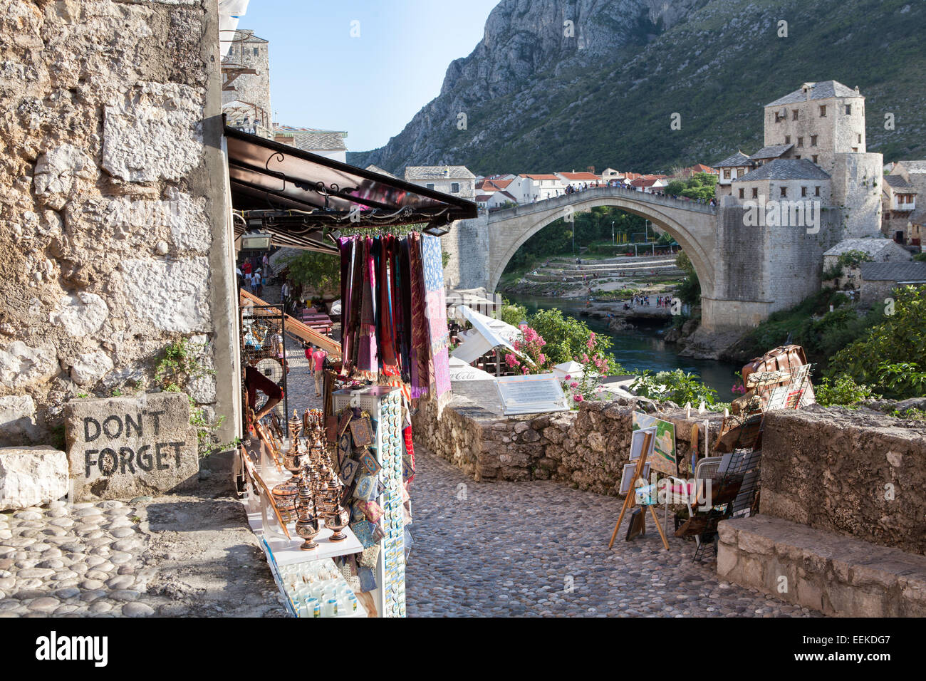 Stari Most (Old Bridge) in Mostar with the sign 'Don't forget' in ...