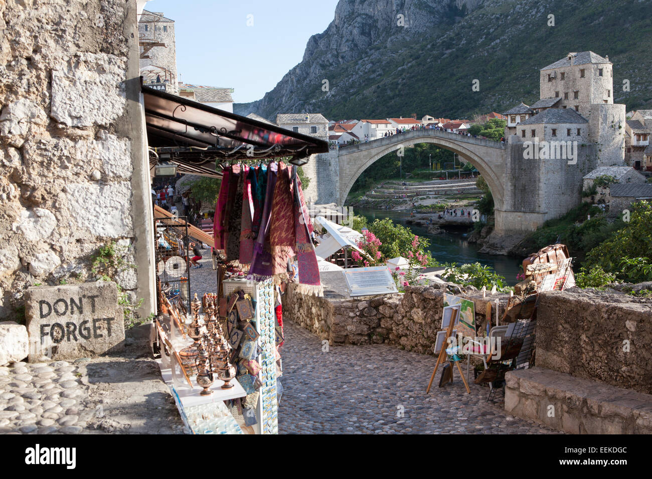 Stari Most (Old Bridge) in Mostar with the sign 'Don't forget' in ...