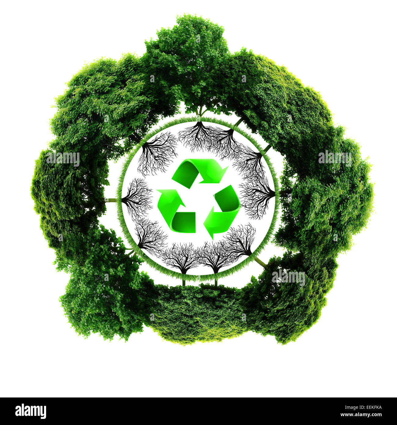 Recycle logo with tree and earth. Eco globe with recycle signs Stock ...