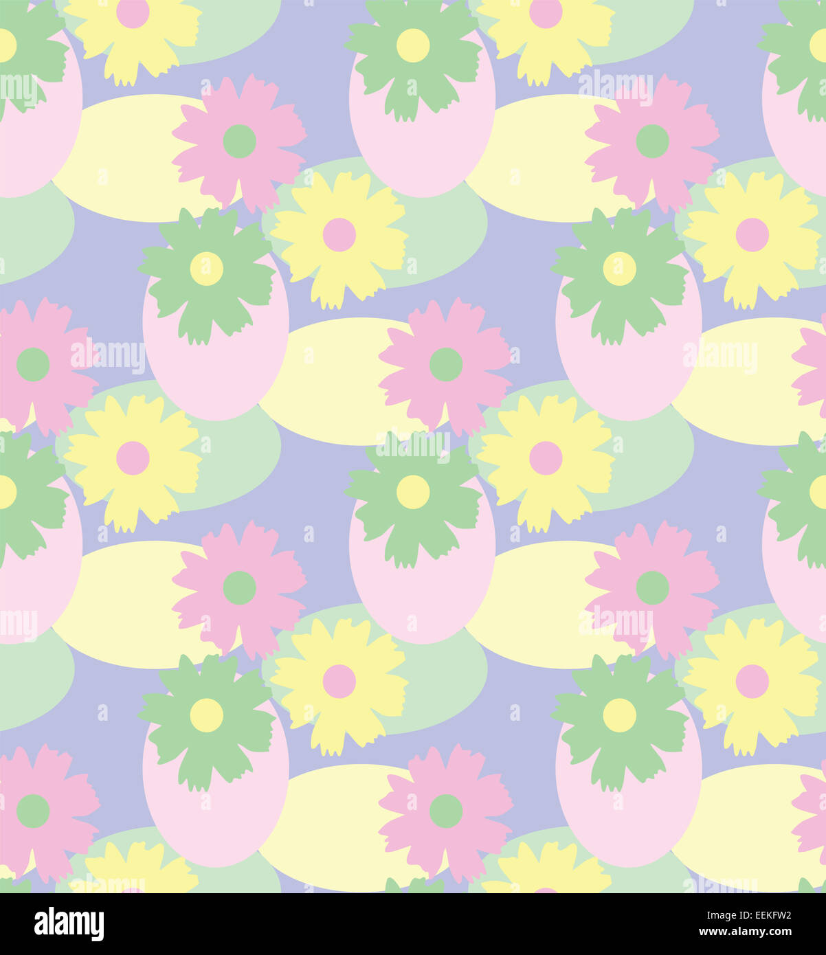 Spring flowers and eggs in Easter pastel colors, a seamless background ...