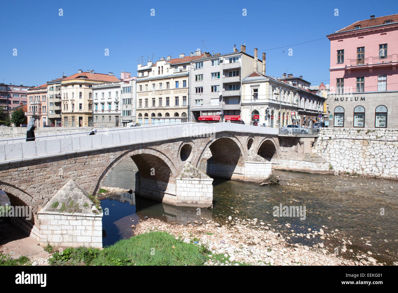 The Latinska cuprija (Latin Bridge) and the Sarajevo Museum. Sarajevo ...