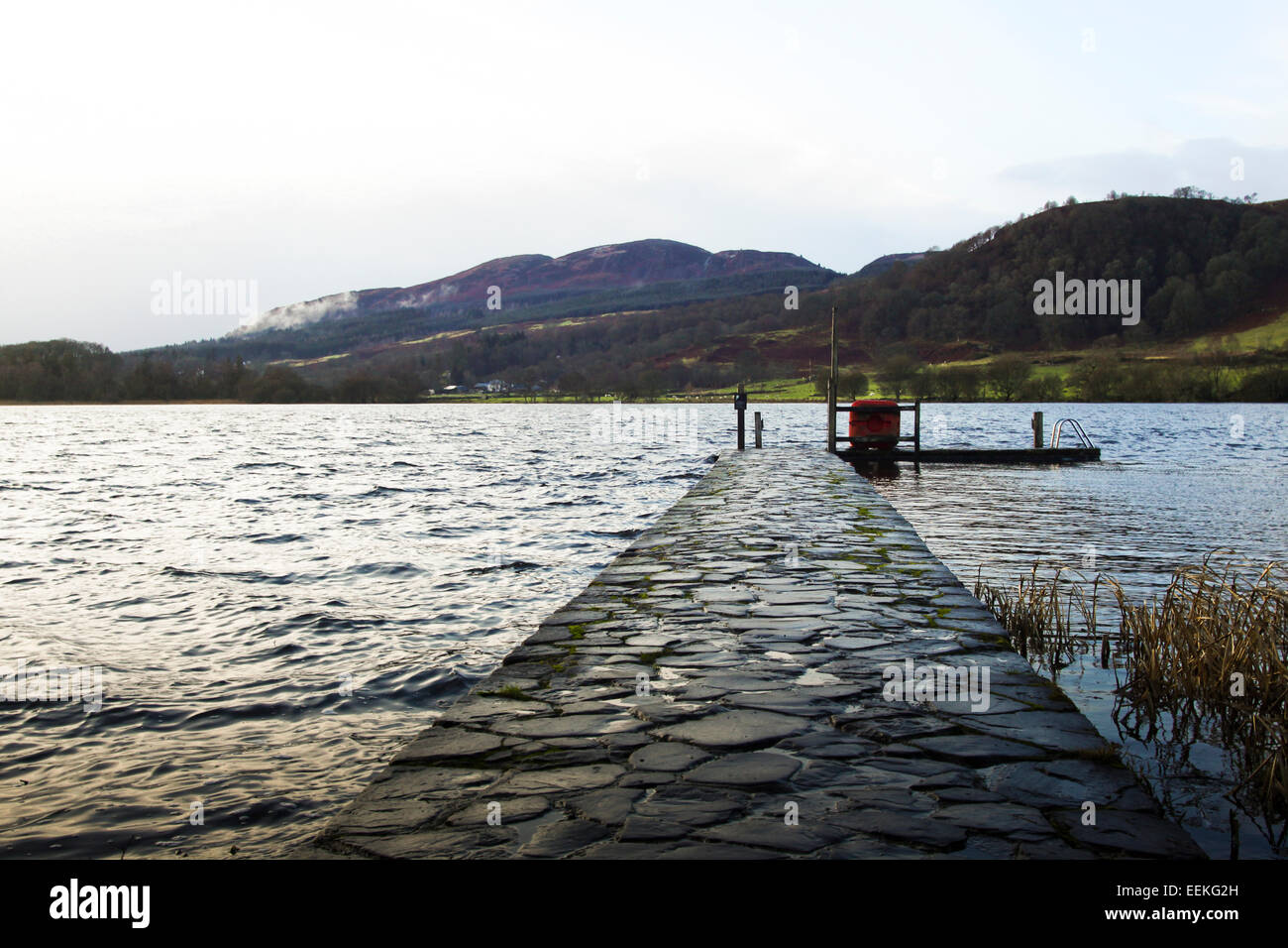 Stone jetty at Lake of Menteith Trossachs Scotland Stock Photo - Alamy