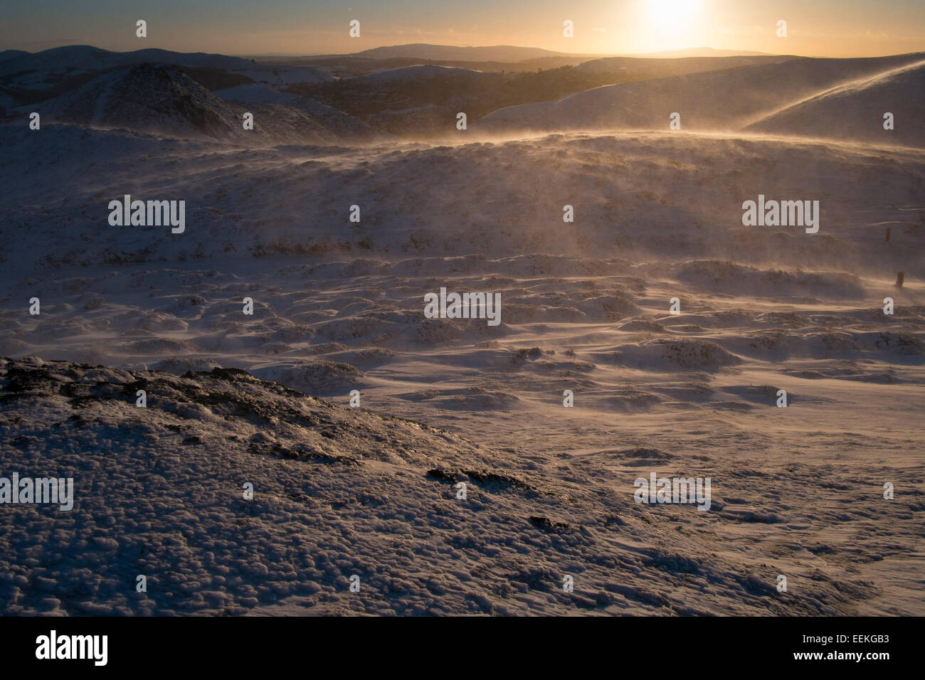 Winter sunrise on the Long Mynd, Church Stretton, Shropshire, England ...