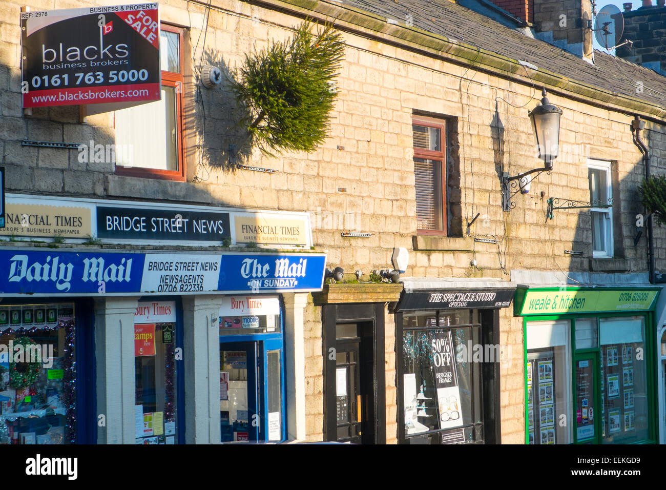 High street in the village of Ramsbottom in Lancashire,England, United ...
