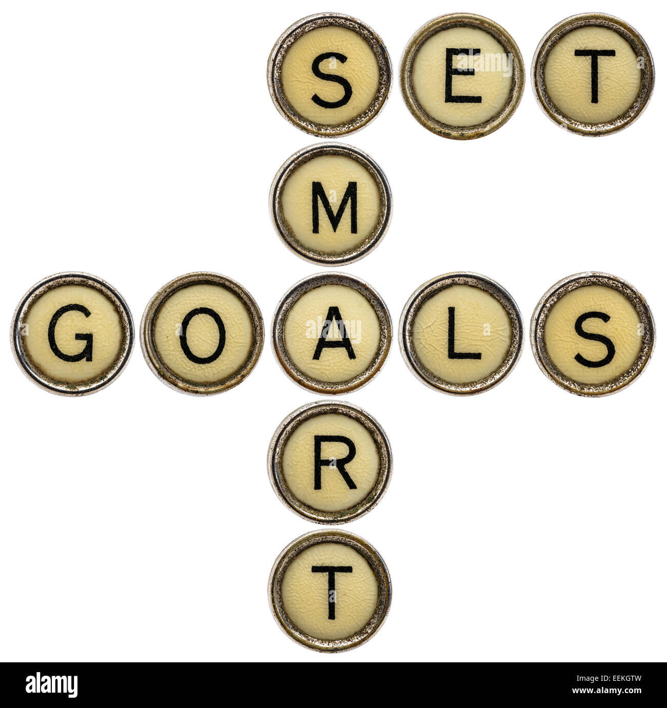set smart goals - motivational text in old round typewriter keys ...