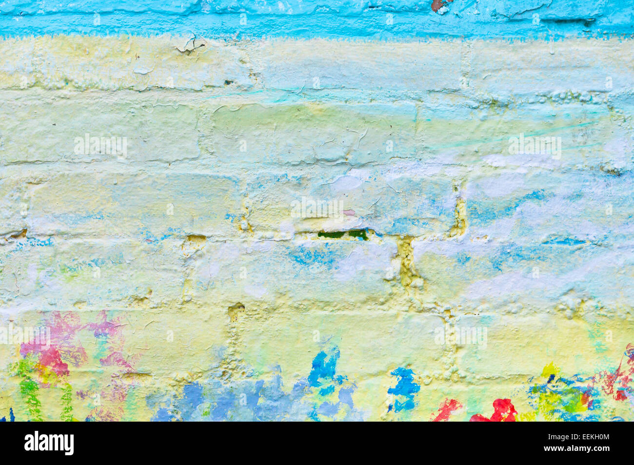 Colorful paint marks on a brick wall Stock Photo - Alamy