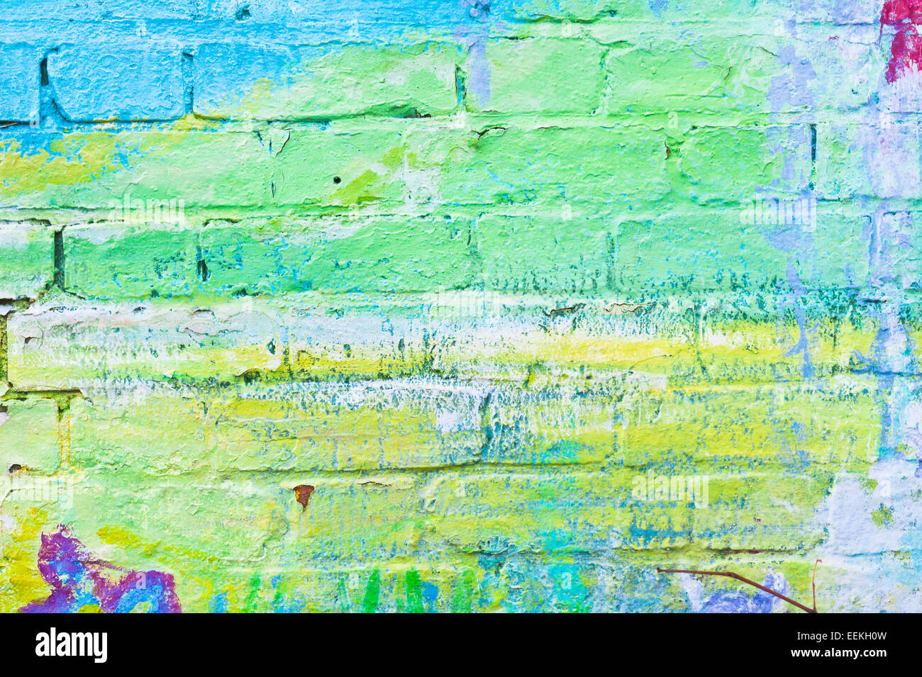 Colorful paint marks on a brick wall Stock Photo - Alamy