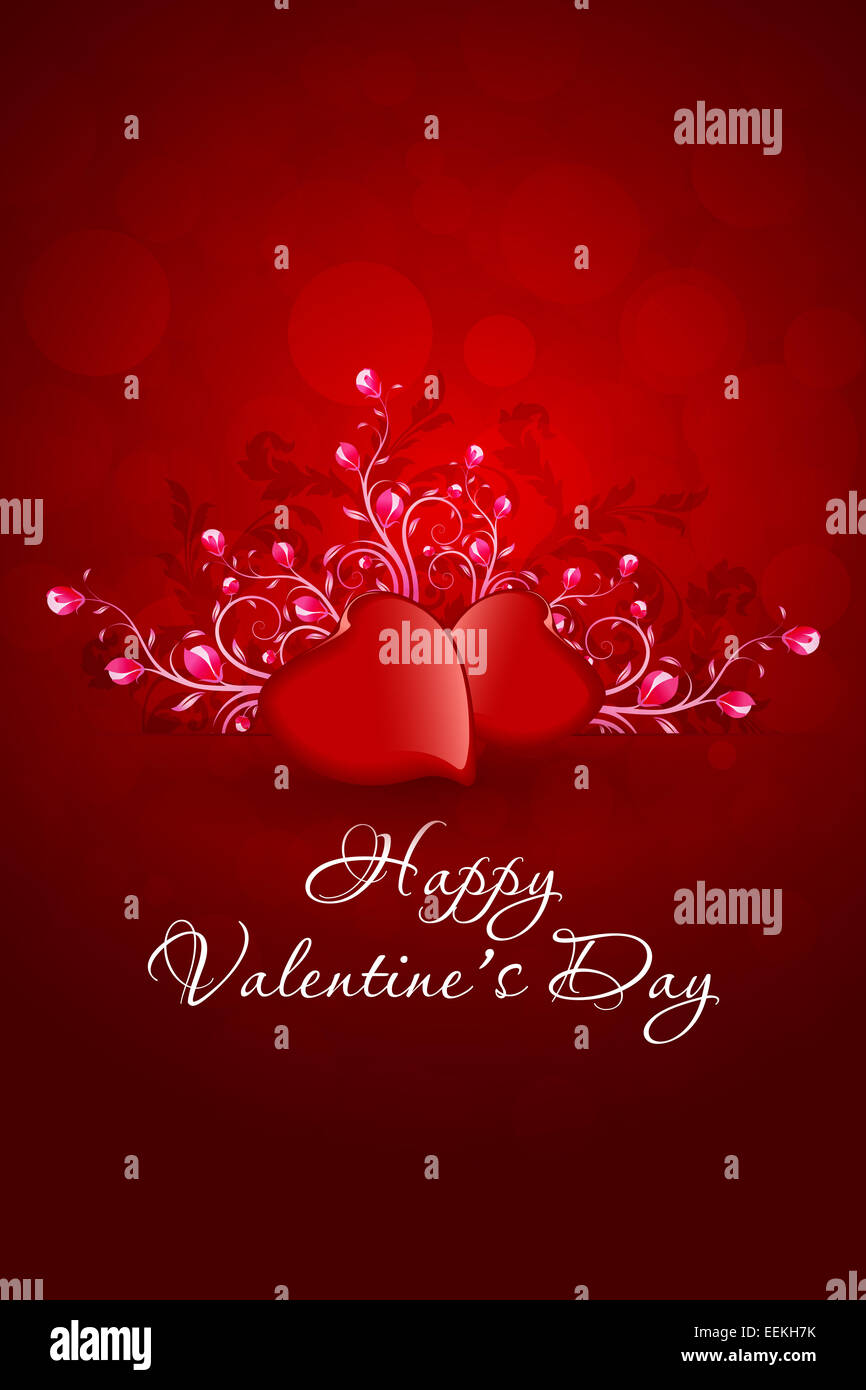 Valentines Day Greeting Card in Red Color Stock Photo - Alamy