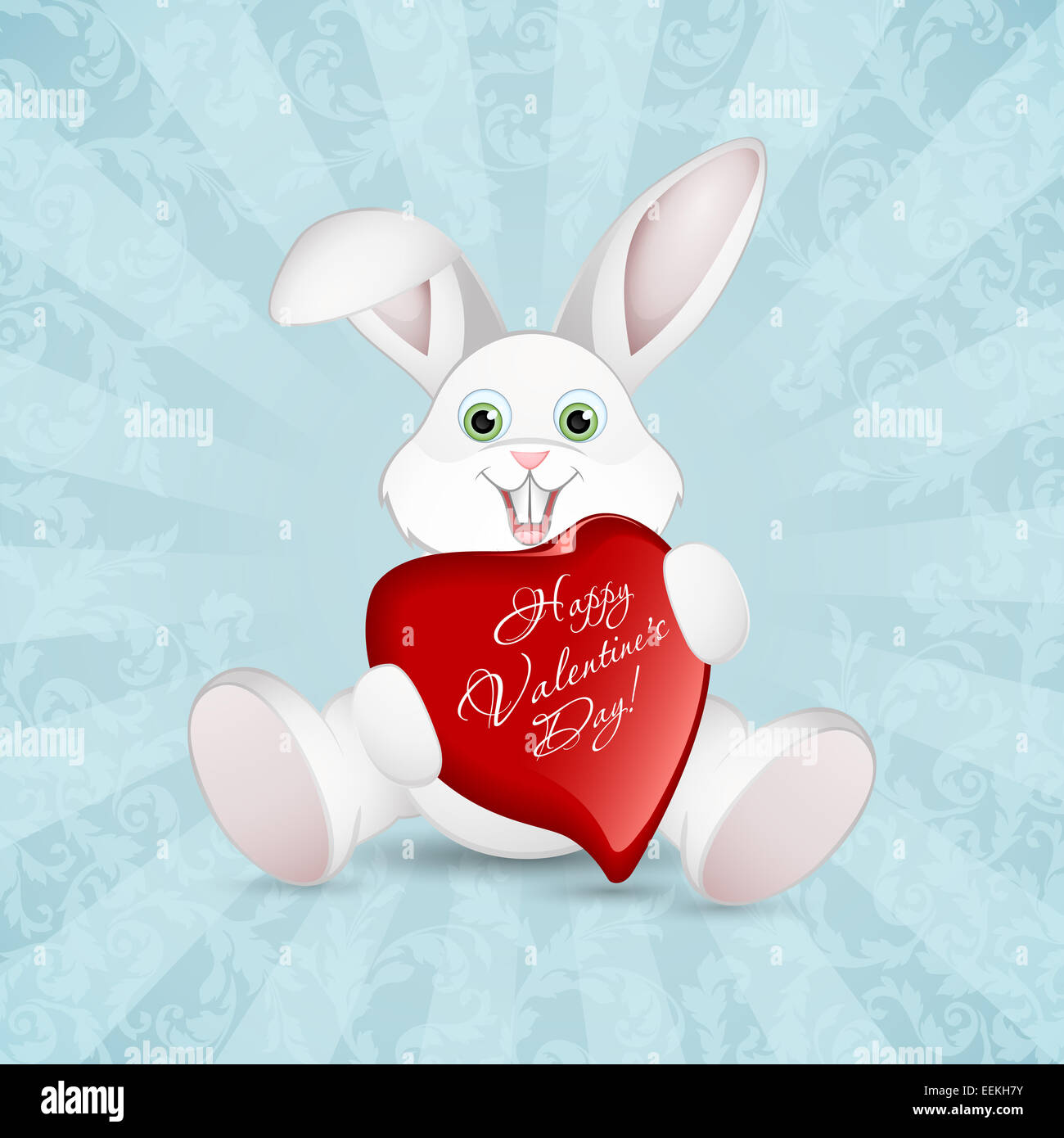 Valentines Day Greeting Card with Rabbit Stock Photo - Alamy
