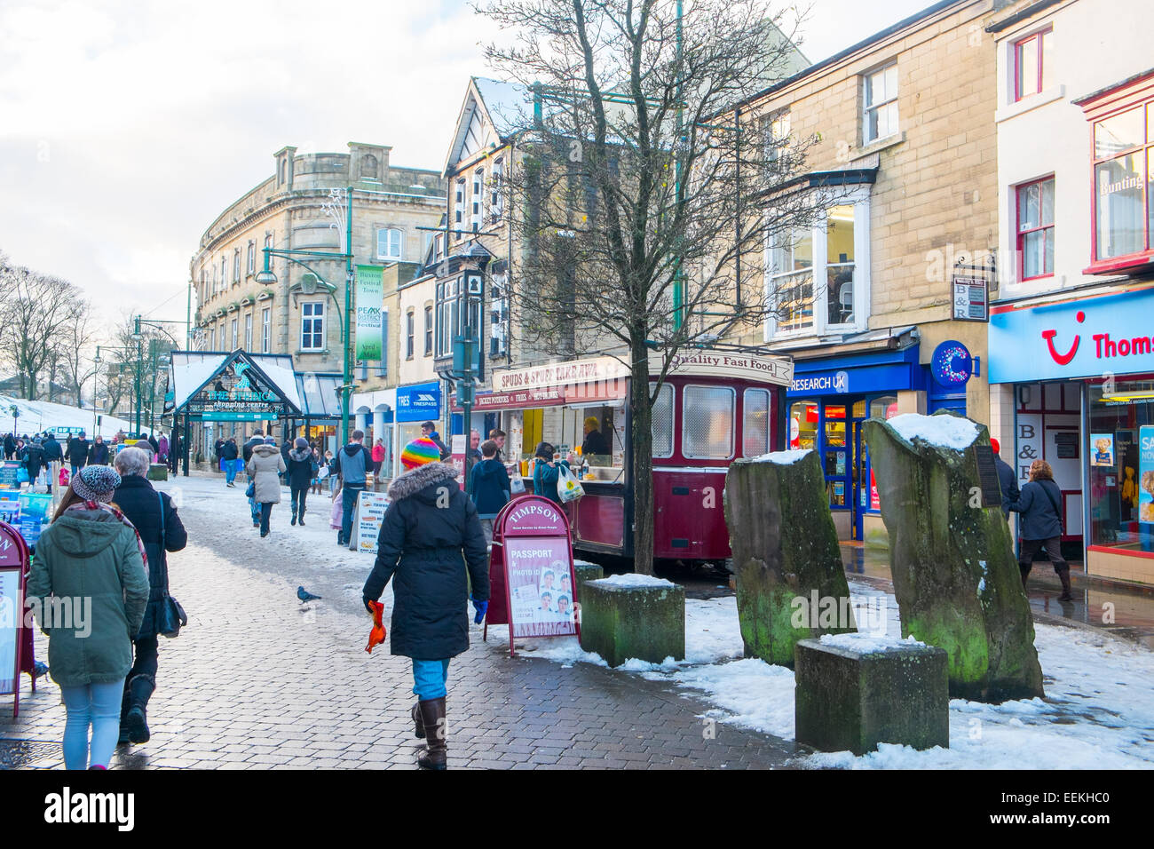 High street in Buxton, a spa market town known as the gateway to the ...