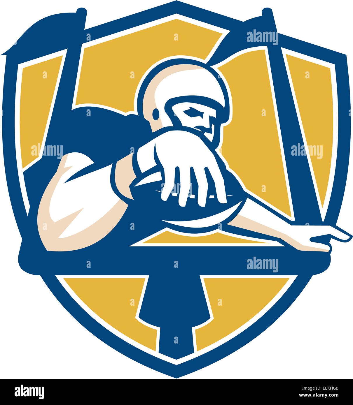 Illustration of an american football gridiron player receiver with ball ...