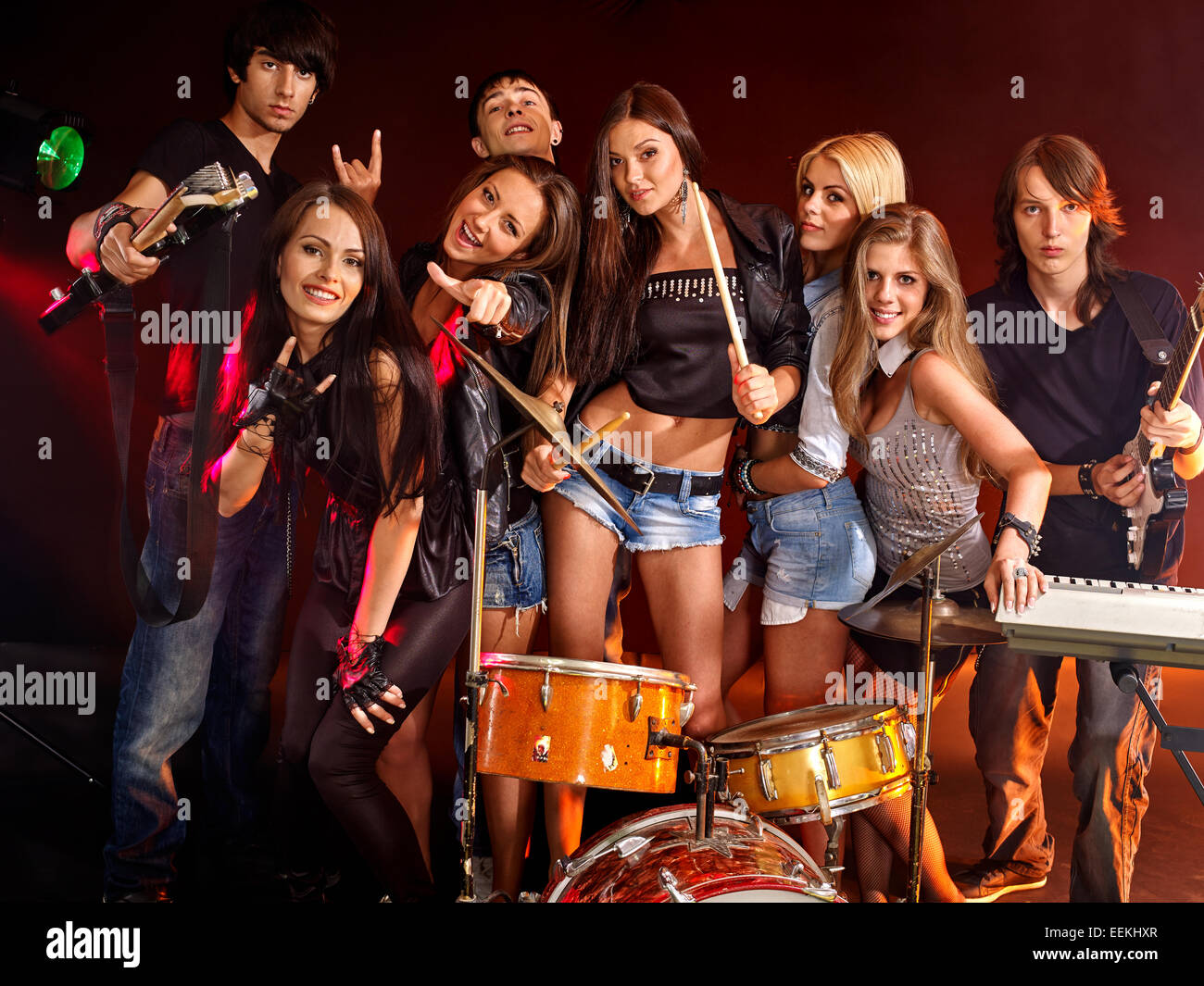 Band playing musical instrument Stock Photo - Alamy