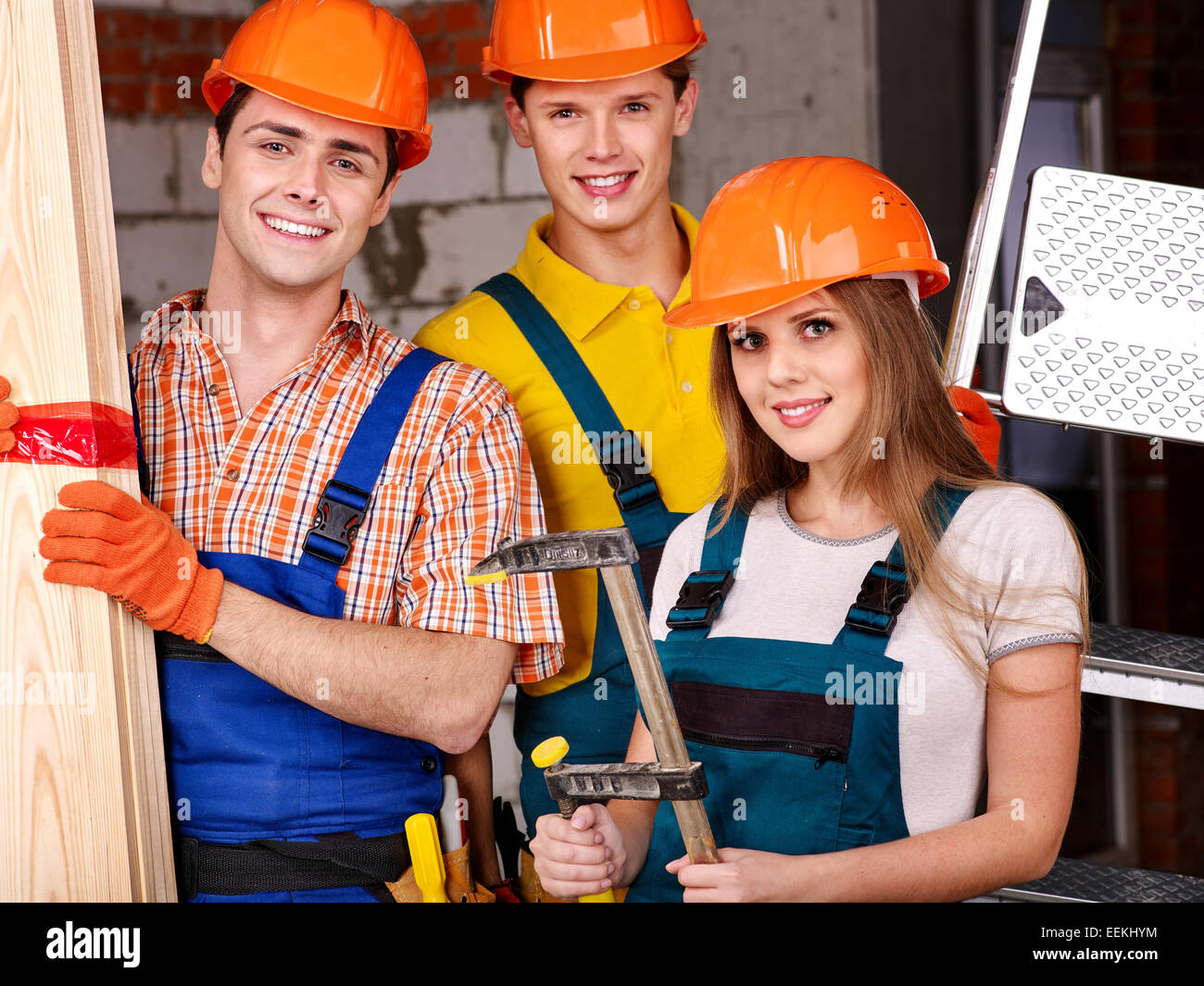 Group people in builder uniform Stock Photo - Alamy