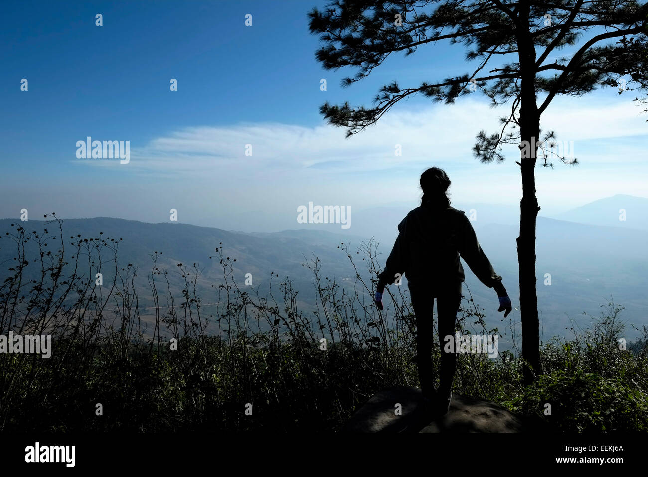 Thai visitors at Phu Ruea National Park which covers an area of ...