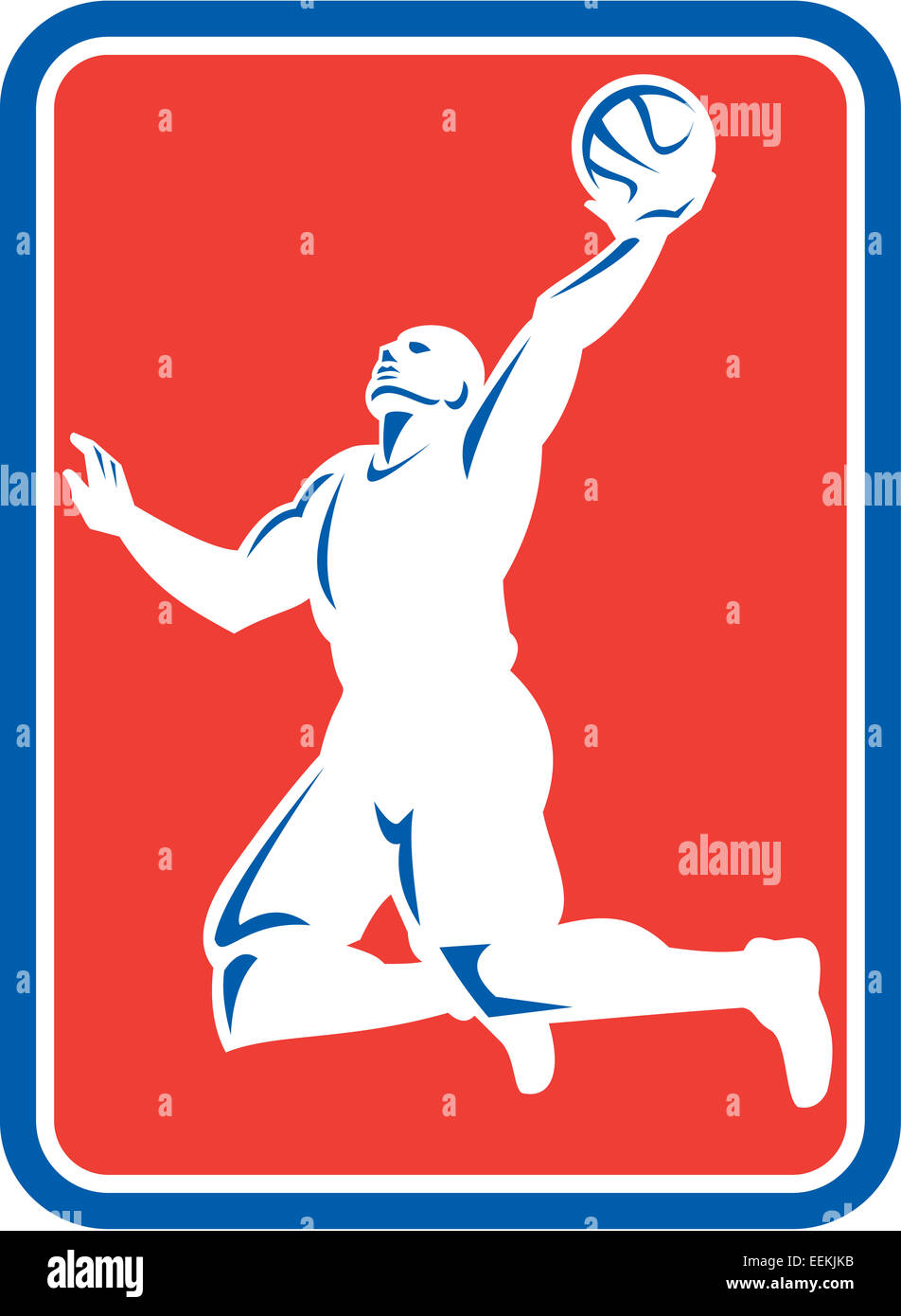 Illustration of a basketball player rebounding lay-up ball set inside ...