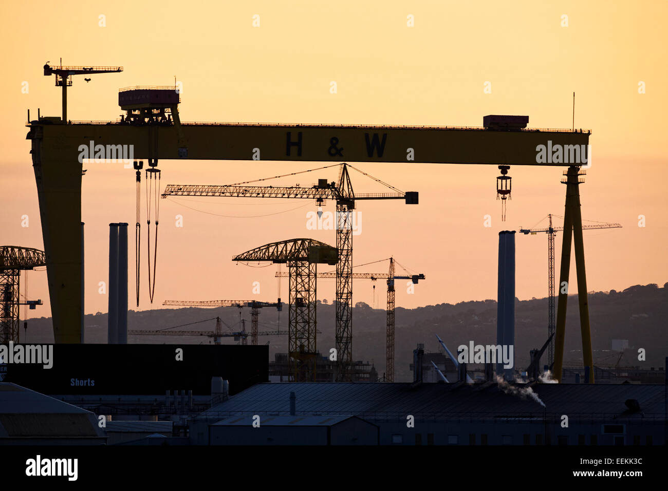 harland and wolff belfast shipyard at sunset northern ireland Stock ...