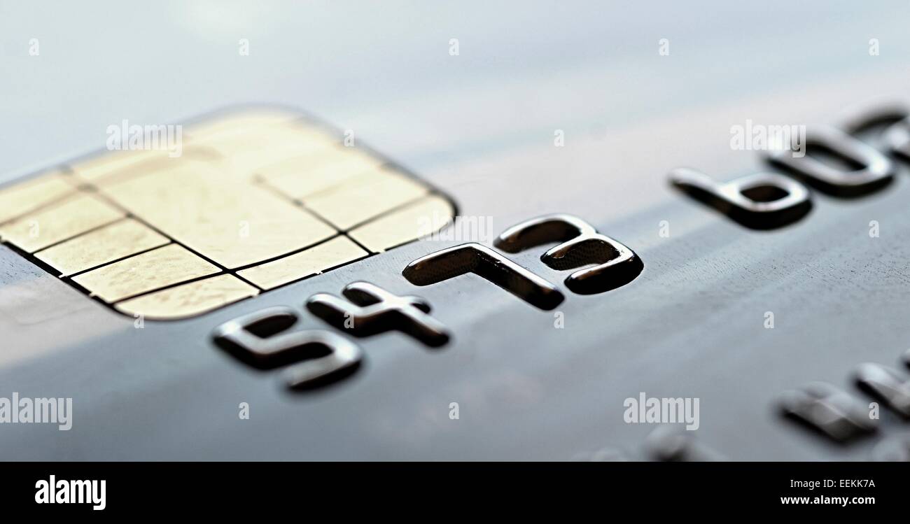 Chip of the gray credit card, closeup shot Stock Photo - Alamy