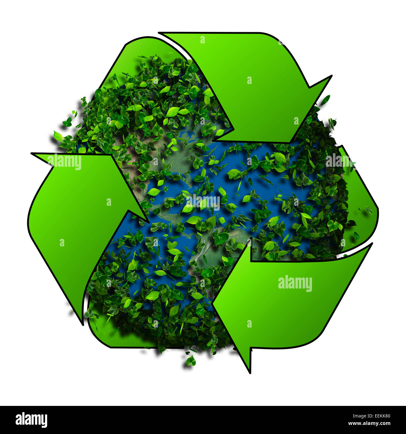 Recycle logo with tree and earth. Eco globe with recycle signs Stock ...