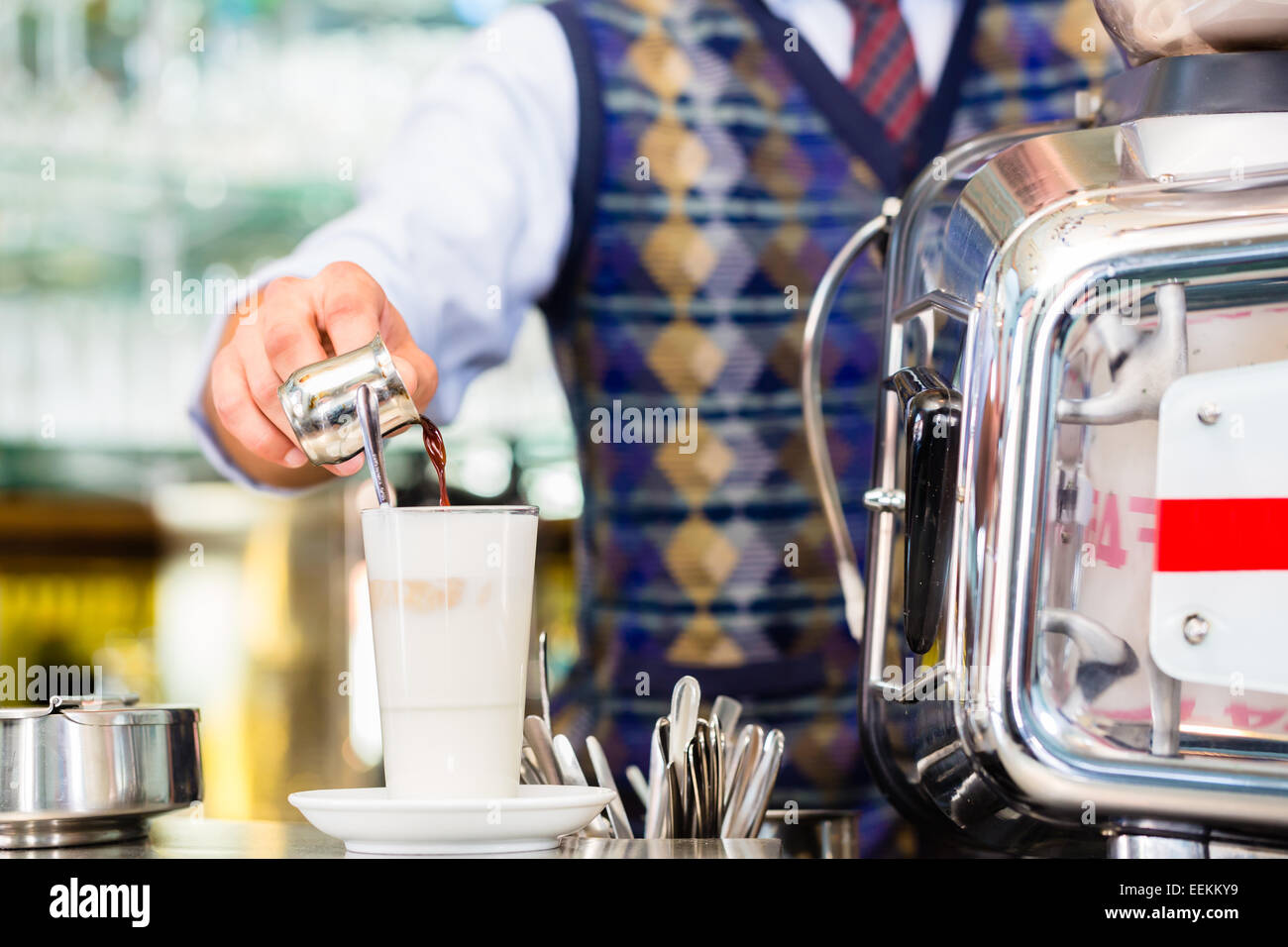Pouring coffee for latte macchiato hi-res stock photography and images ...