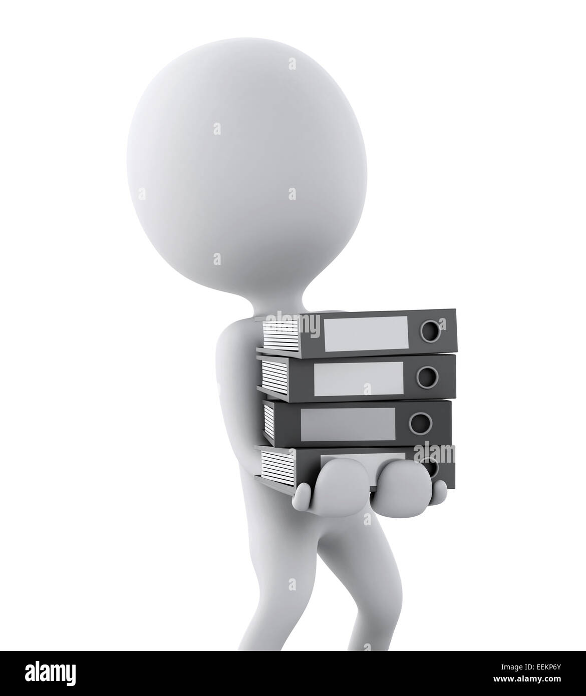 3d white people with office ring binders. isolated white background. 3d ...