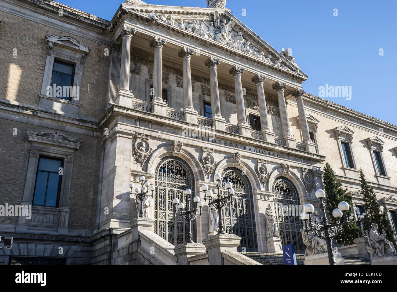National Library of Madrid, Spain. architecture and art Stock Photo - Alamy
