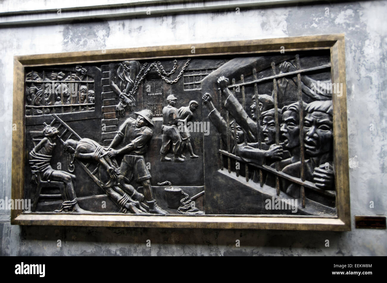 Hoa Lo Prison Museum - Hanoi Hilton - bronze relief imprisoned ...