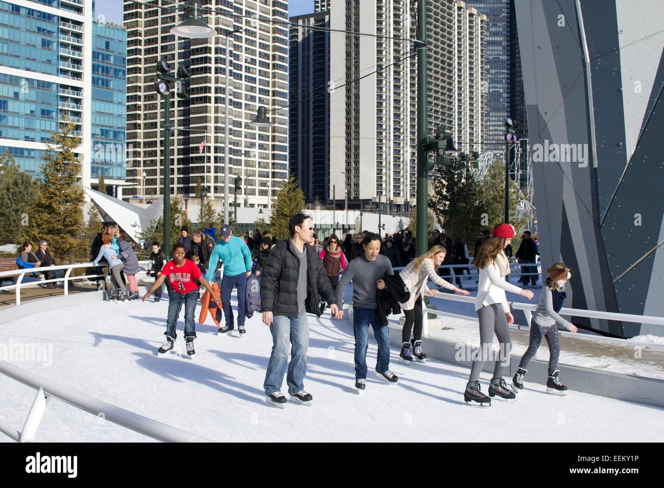 Ice skating ribbon. Maggie Daley Park, Chicago, Illinois Stock Photo ...