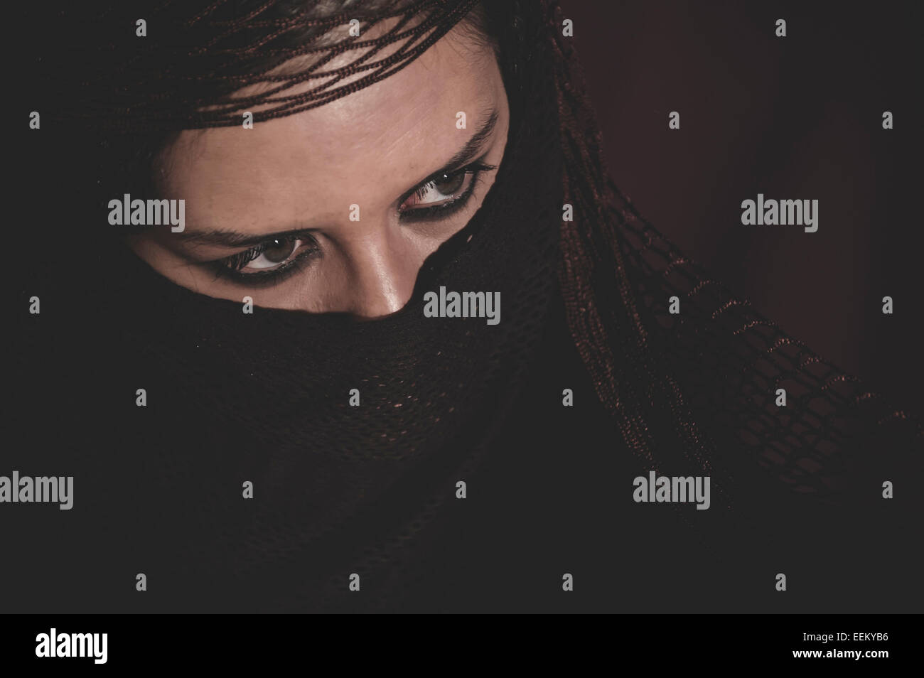 arab woman in traditional Islamic veil, burka, beautiful and deep look ...