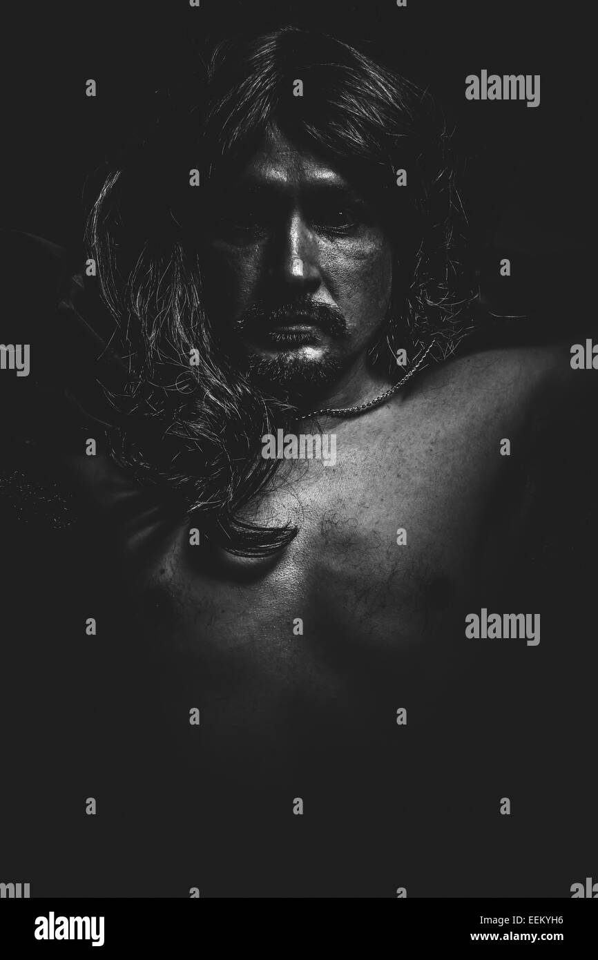 Vampire, Male model, evil, blind, fallen angel of death Stock Photo - Alamy