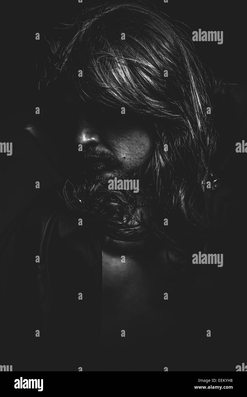 Vampire, Male model, evil, blind, fallen angel of death Stock Photo - Alamy