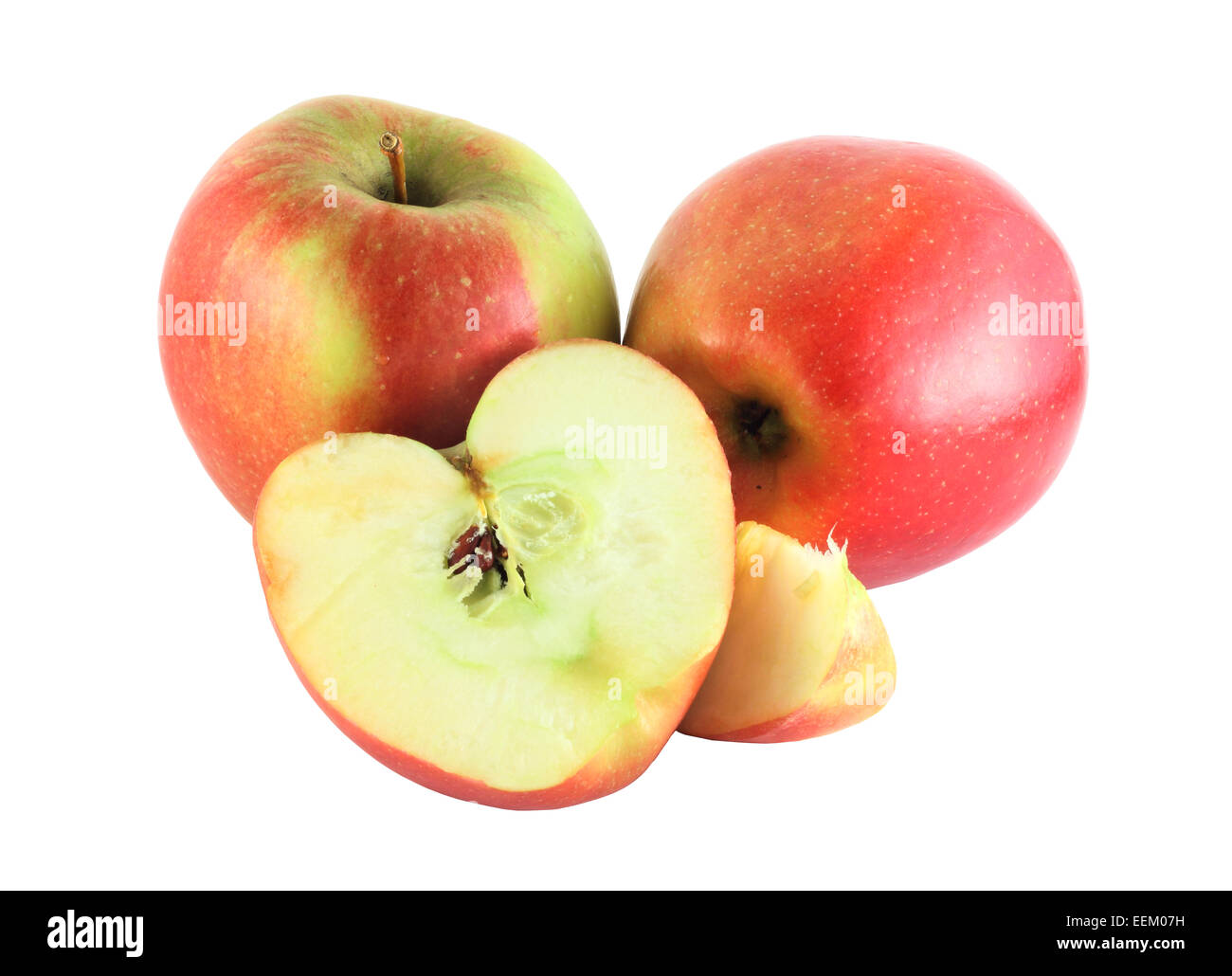 Cutted red apples isolated on white background Stock Photo - Alamy