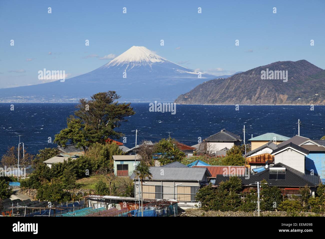 village near Toi Onsen and Mt. Fuji Stock Photo - Alamy