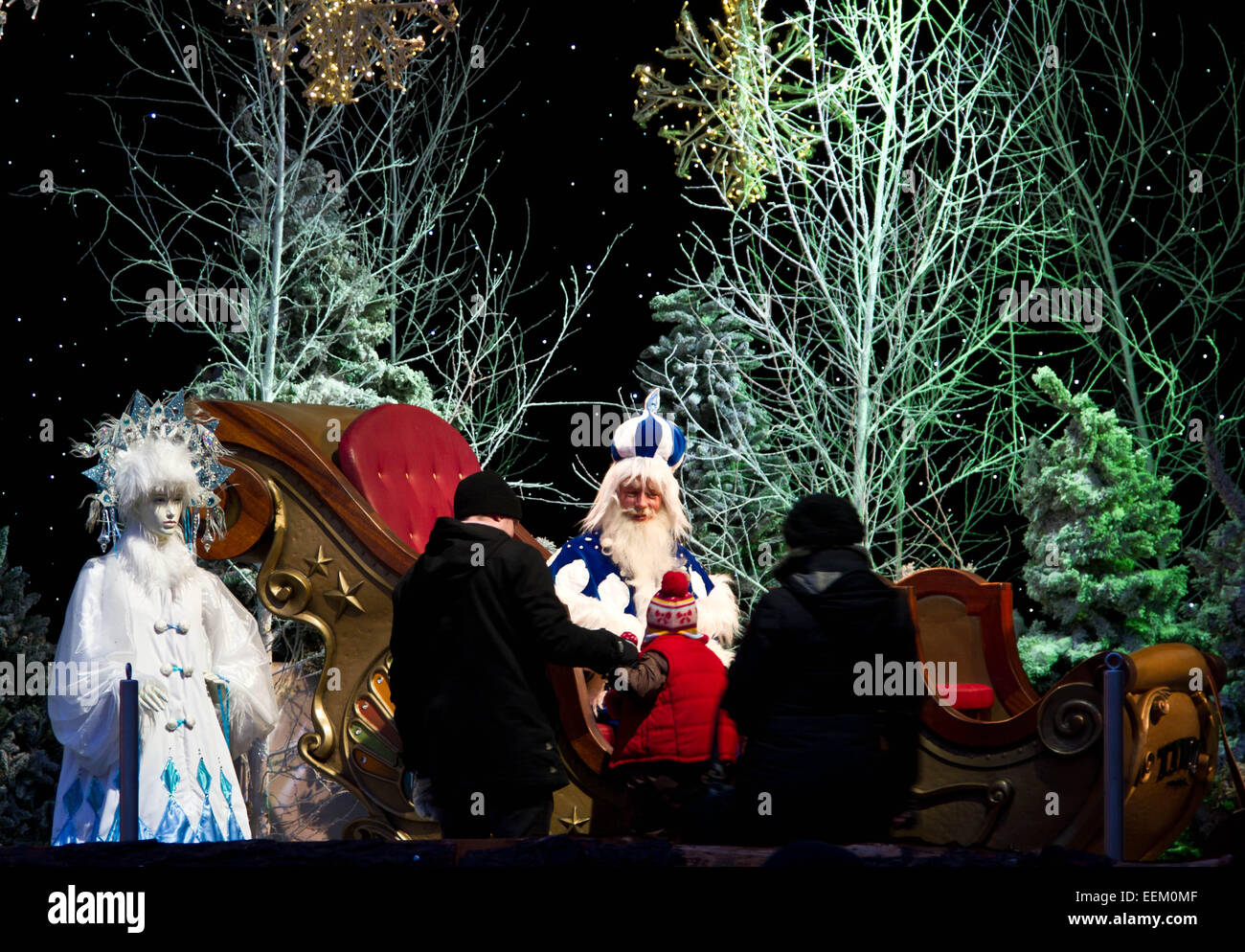 santa claus at Christmas at the Tivoli in Copenhagen at night Stock ...