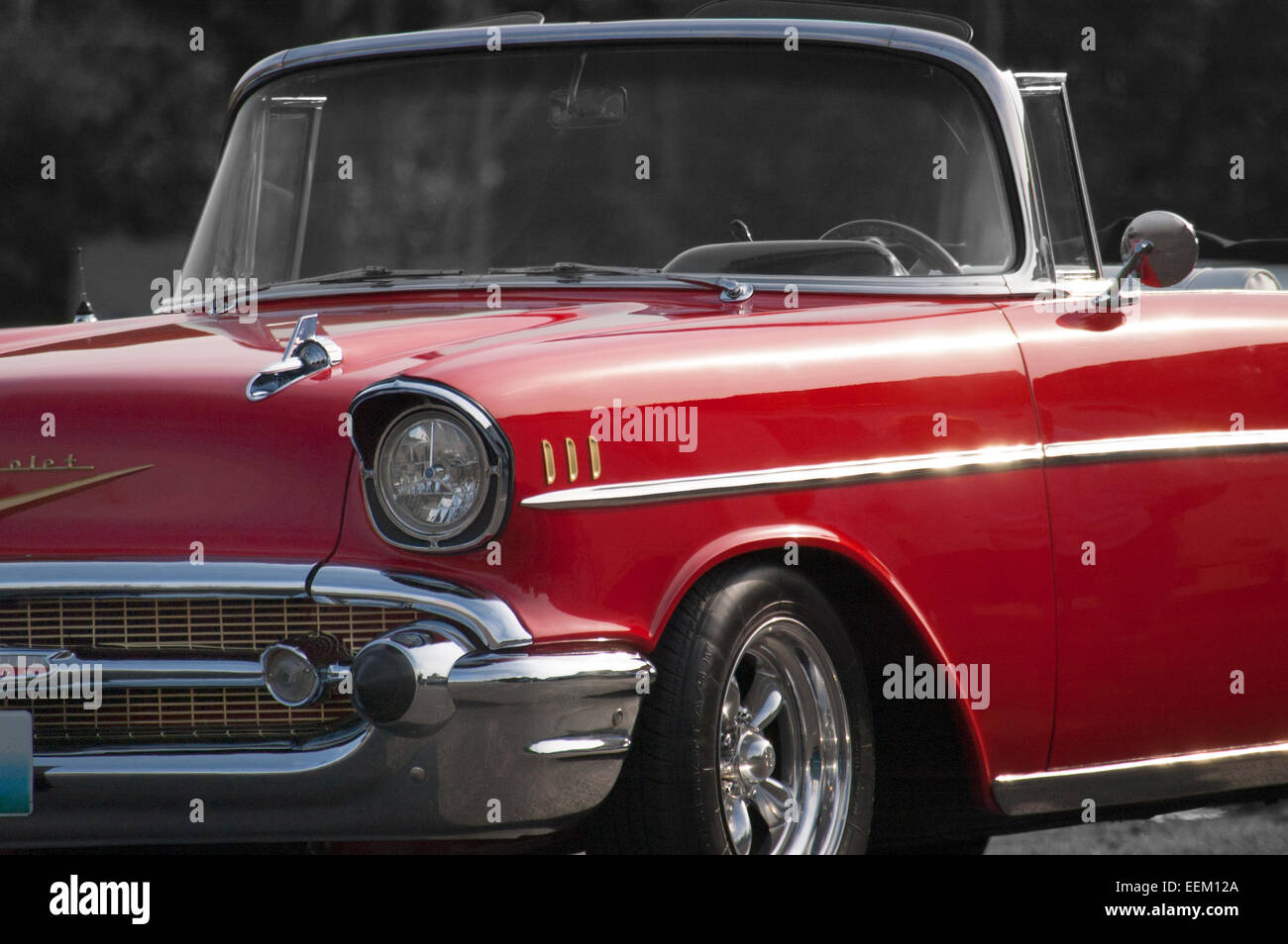 Detail of a classic 1950's model red Chevrolet motorcar Stock Photo - Alamy
