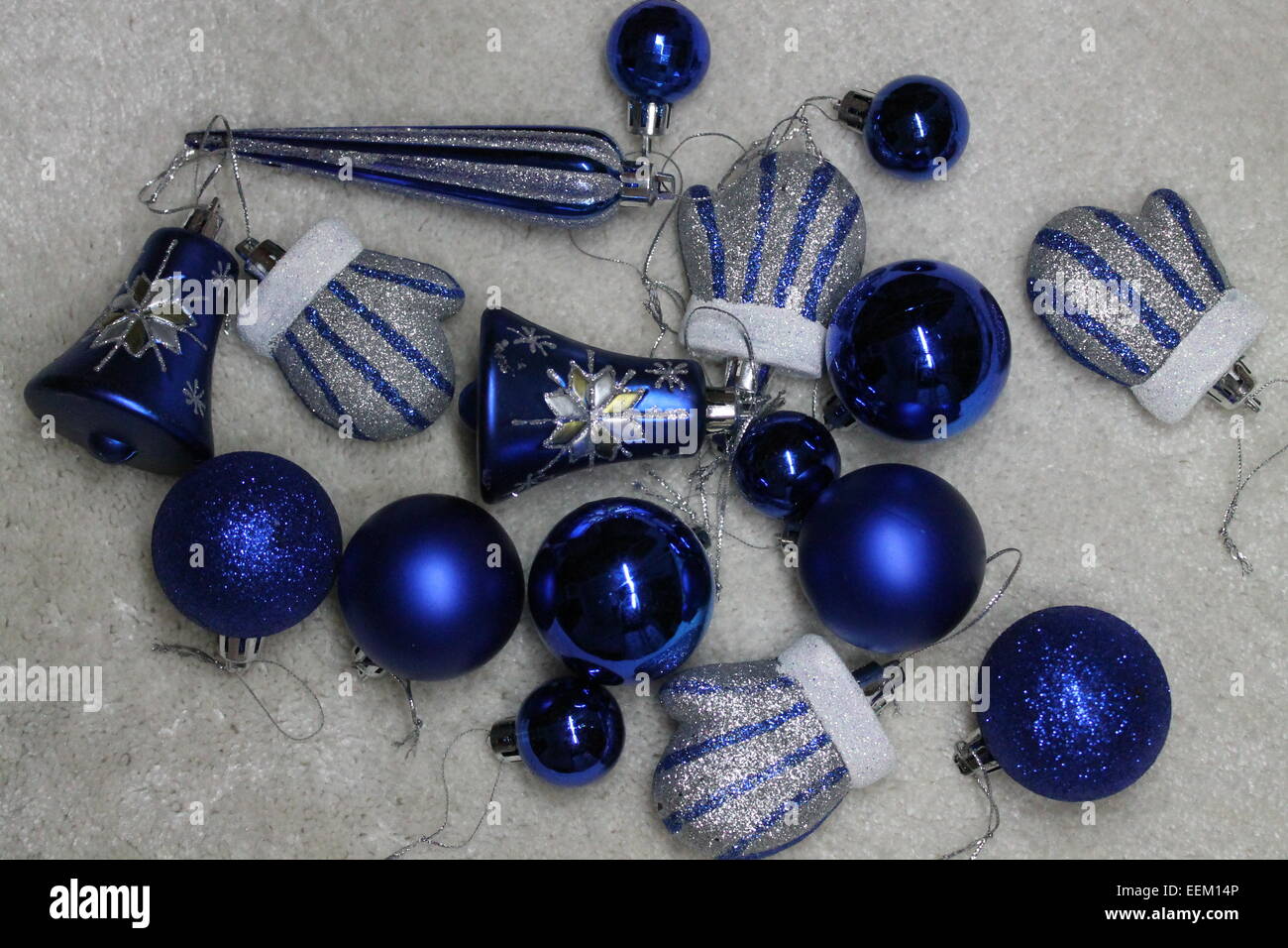 beautiful blue mat balls, bells and stripe mitten toys for decoration ...