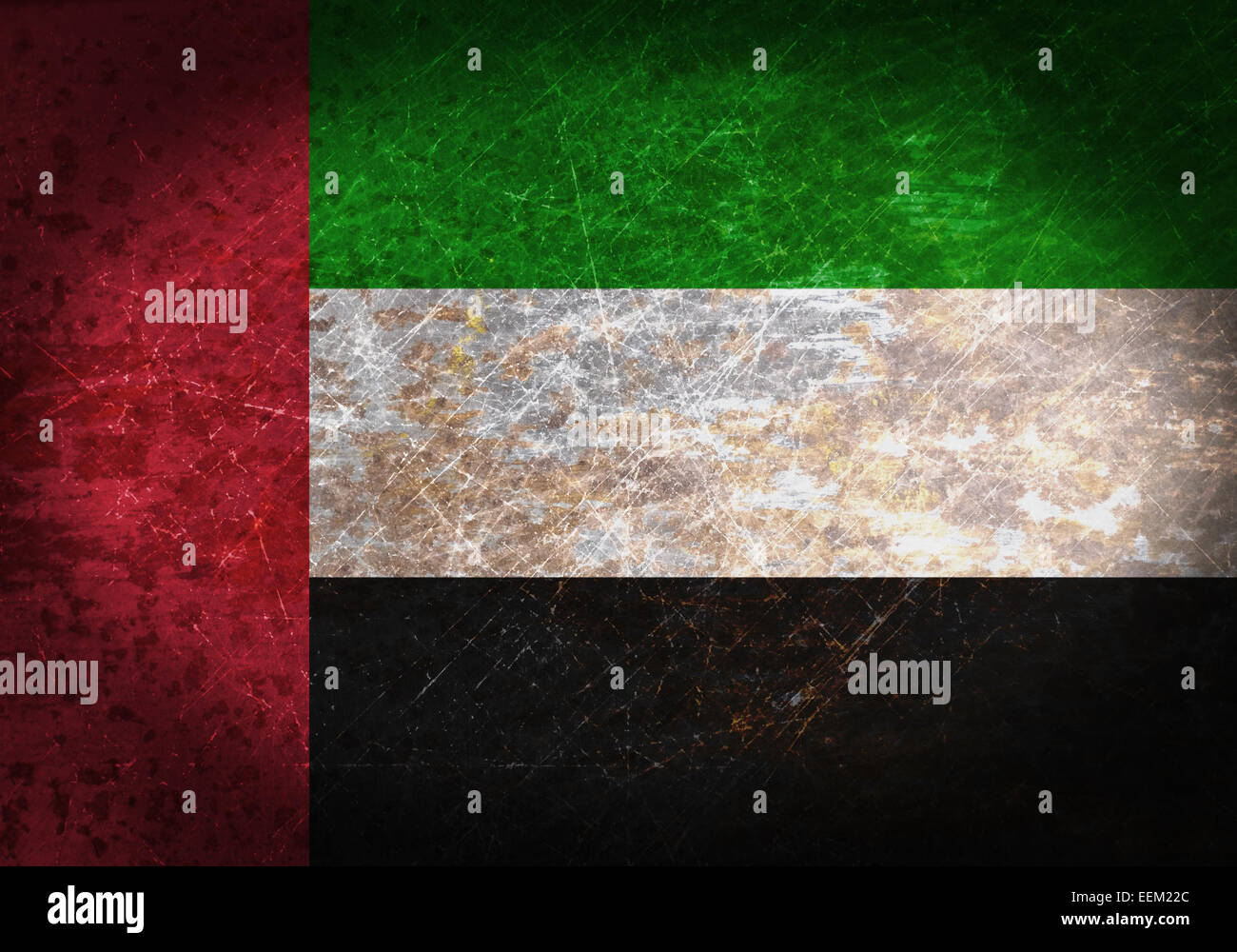 Old rusty metal sign with a flag - UAE Stock Photo - Alamy