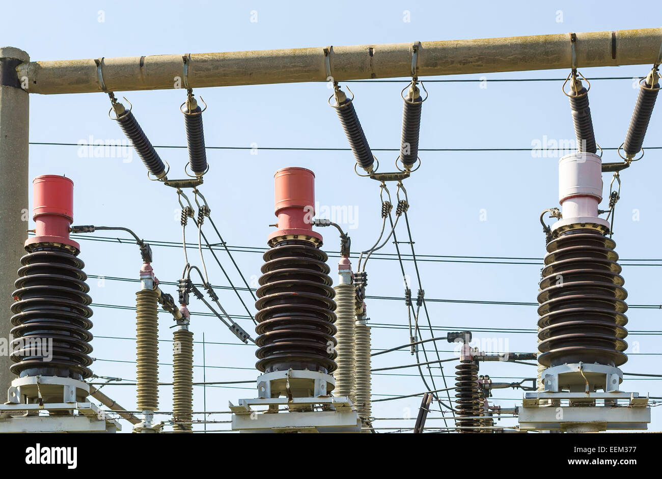 Detail view of big electric coils for energy distribution Stock Photo ...
